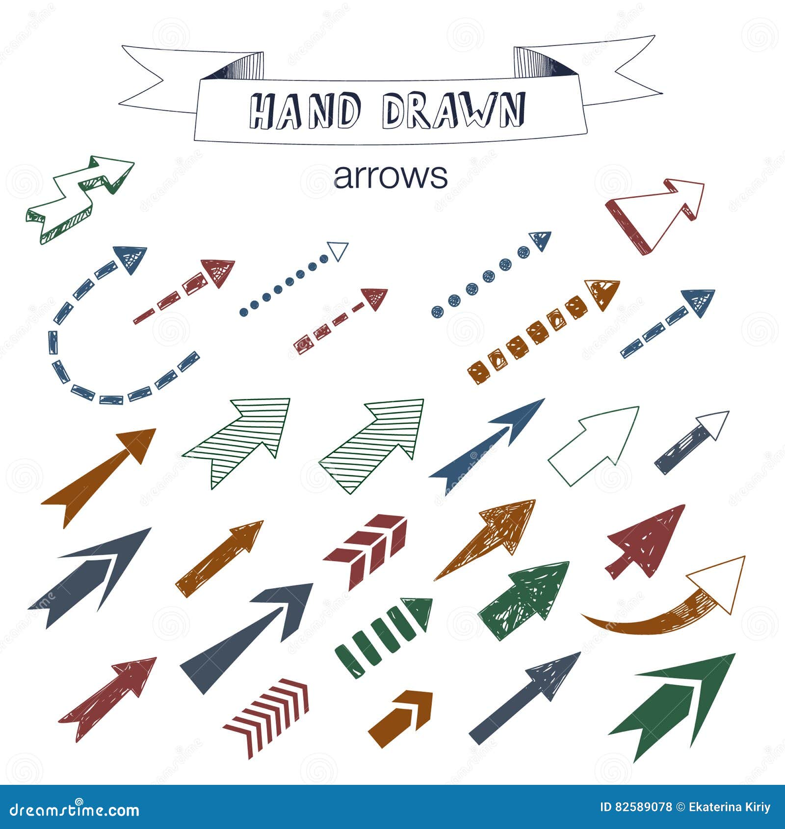 Unique Collection of Hand Drawn Arrows. Stock Illustration ...