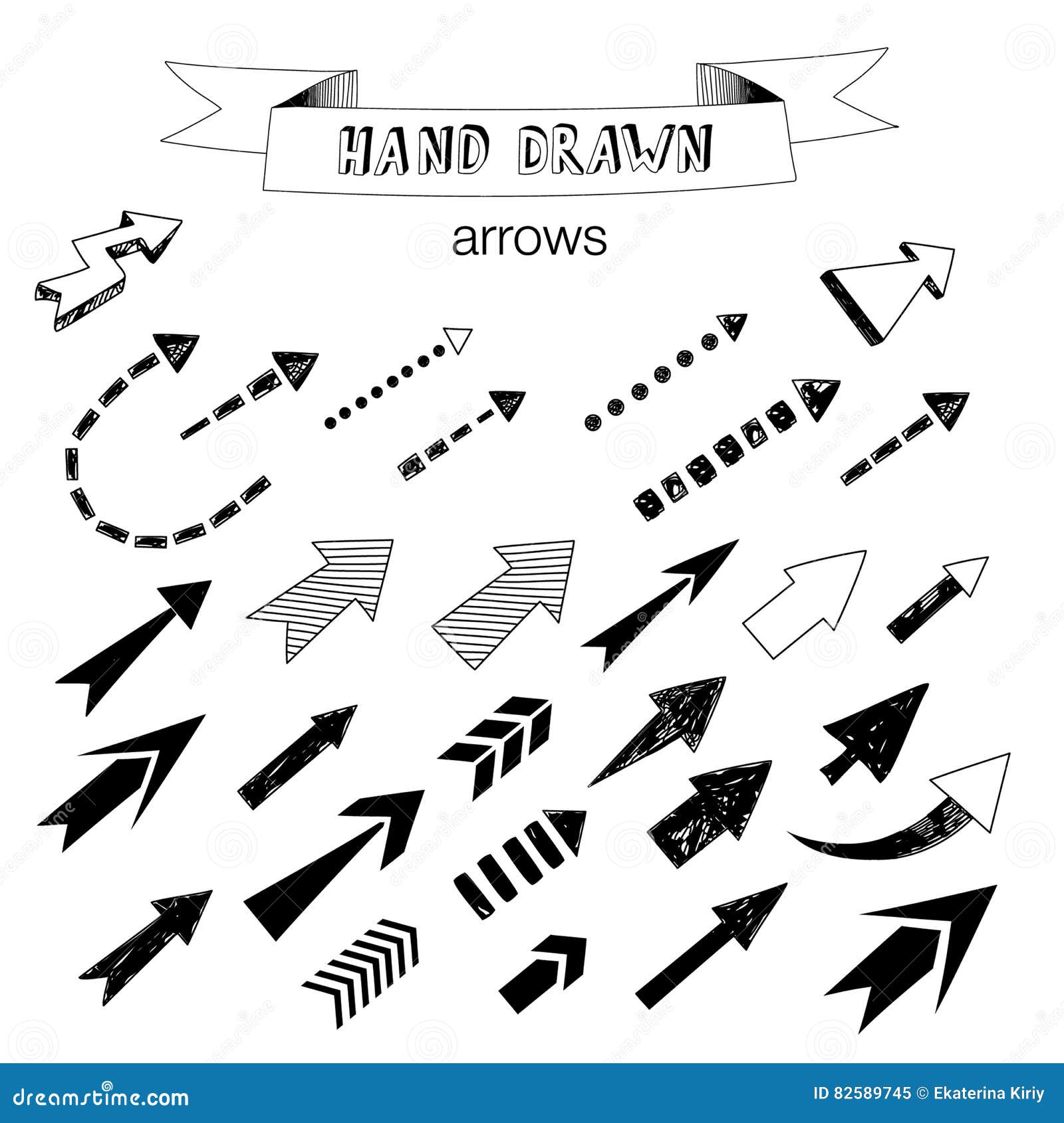 Unique Collection of Hand Drawn Arrows. Stock Illustration ...