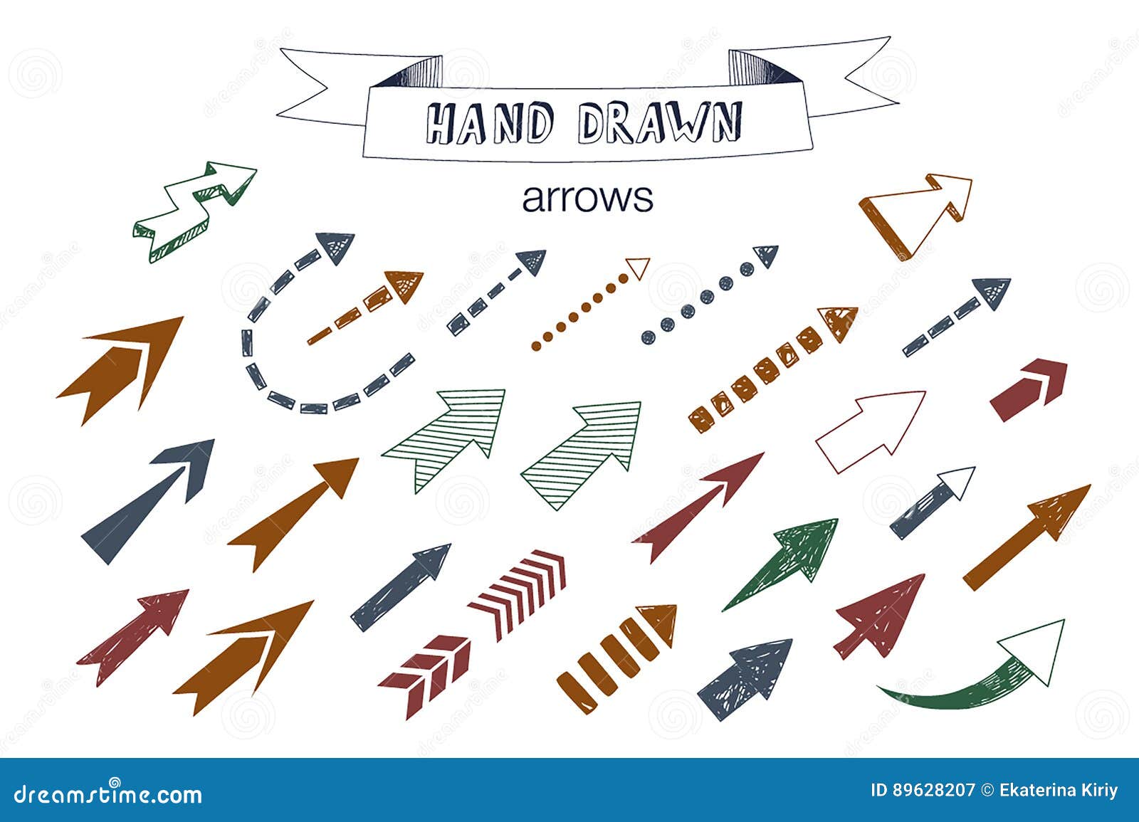 Unique Collection of Hand Drawn Arrows. Stock Vector - Illustration of ...