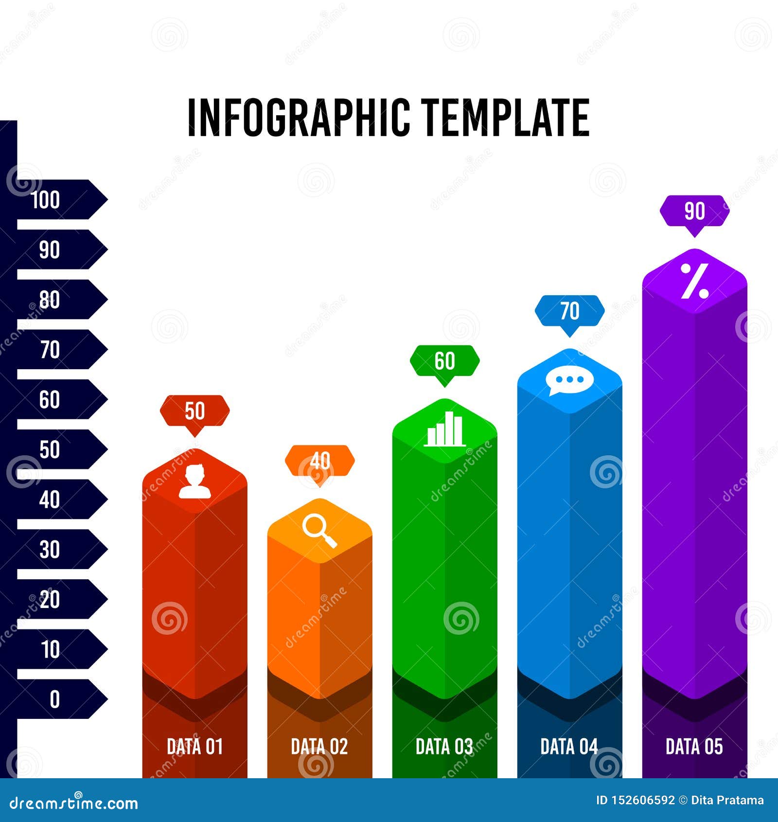 Colorful Chart Bar Infographic Design Template. Stock Illustration ...