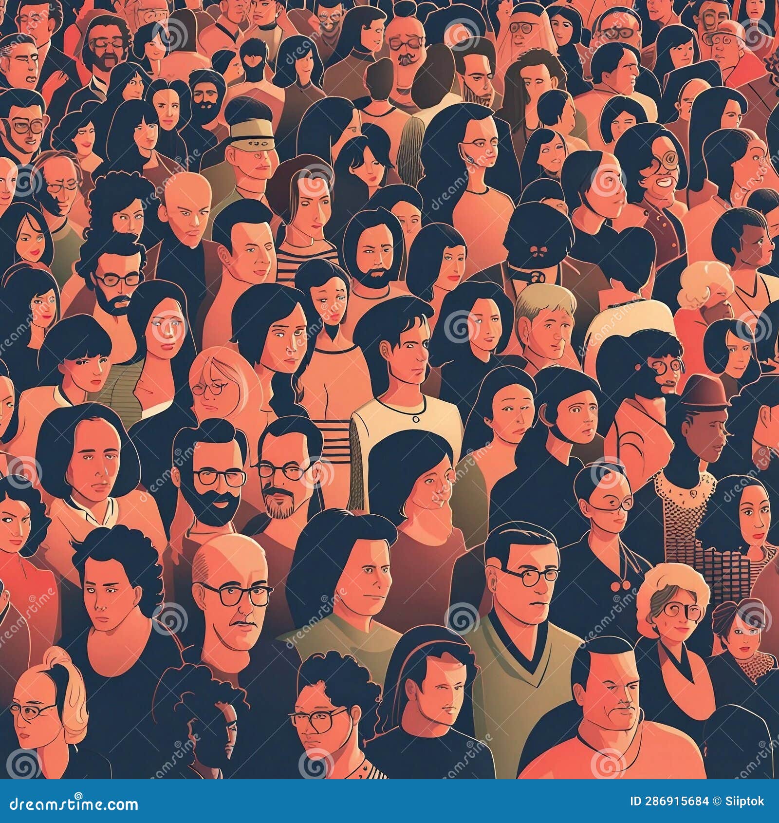 Colorful Crowd People Illustration Background Stock Illustration ...