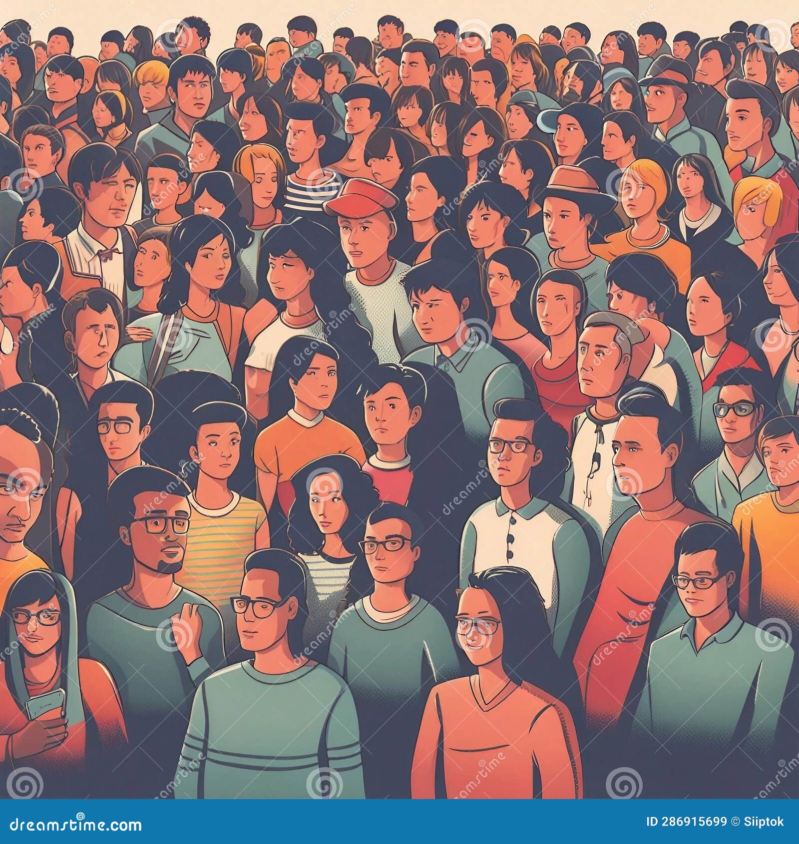 Colorful Crowd People Illustration Background Stock Illustration ...