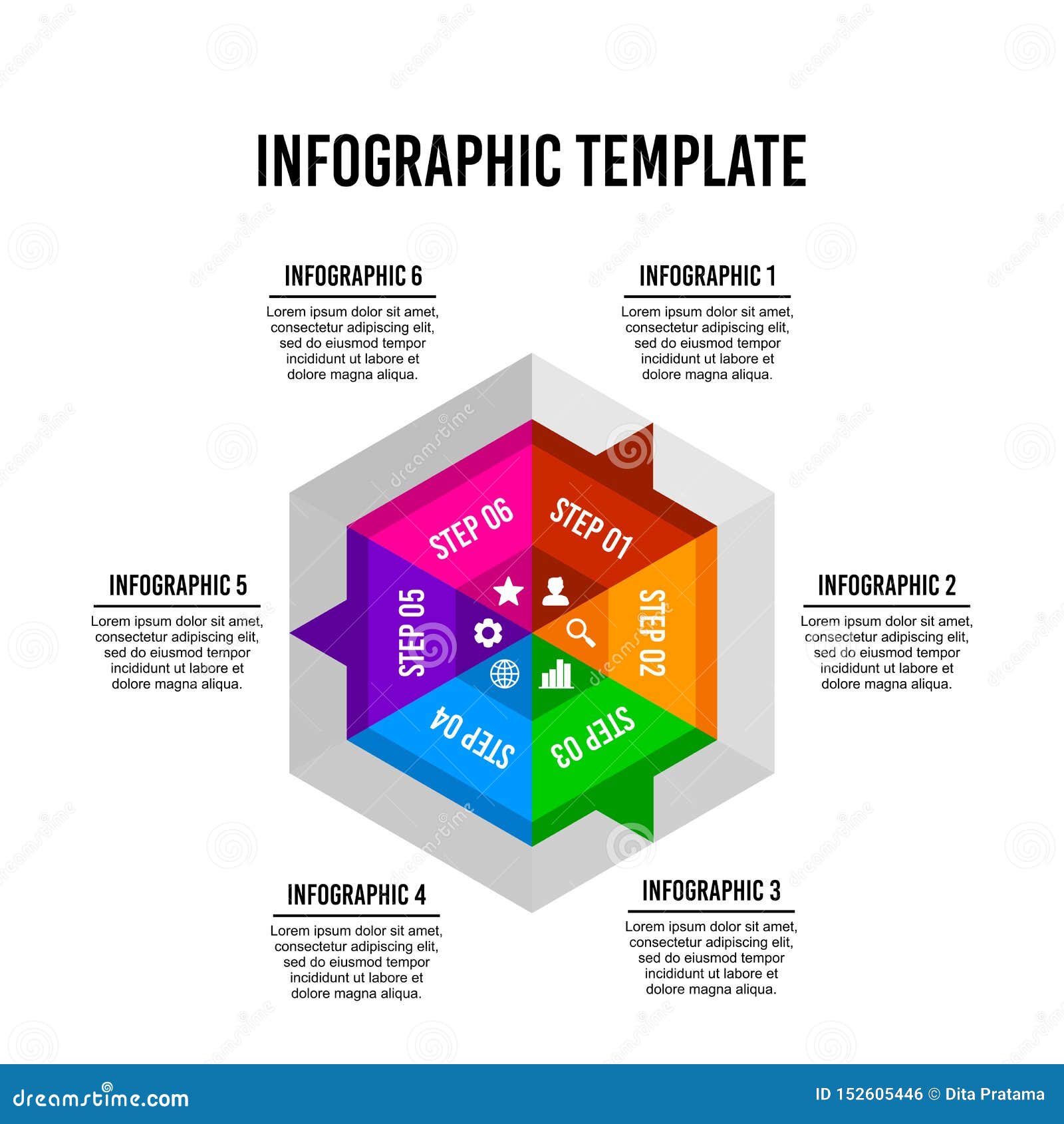 Colorful Hexagonal Infographic Design Template. Stock Illustration ...