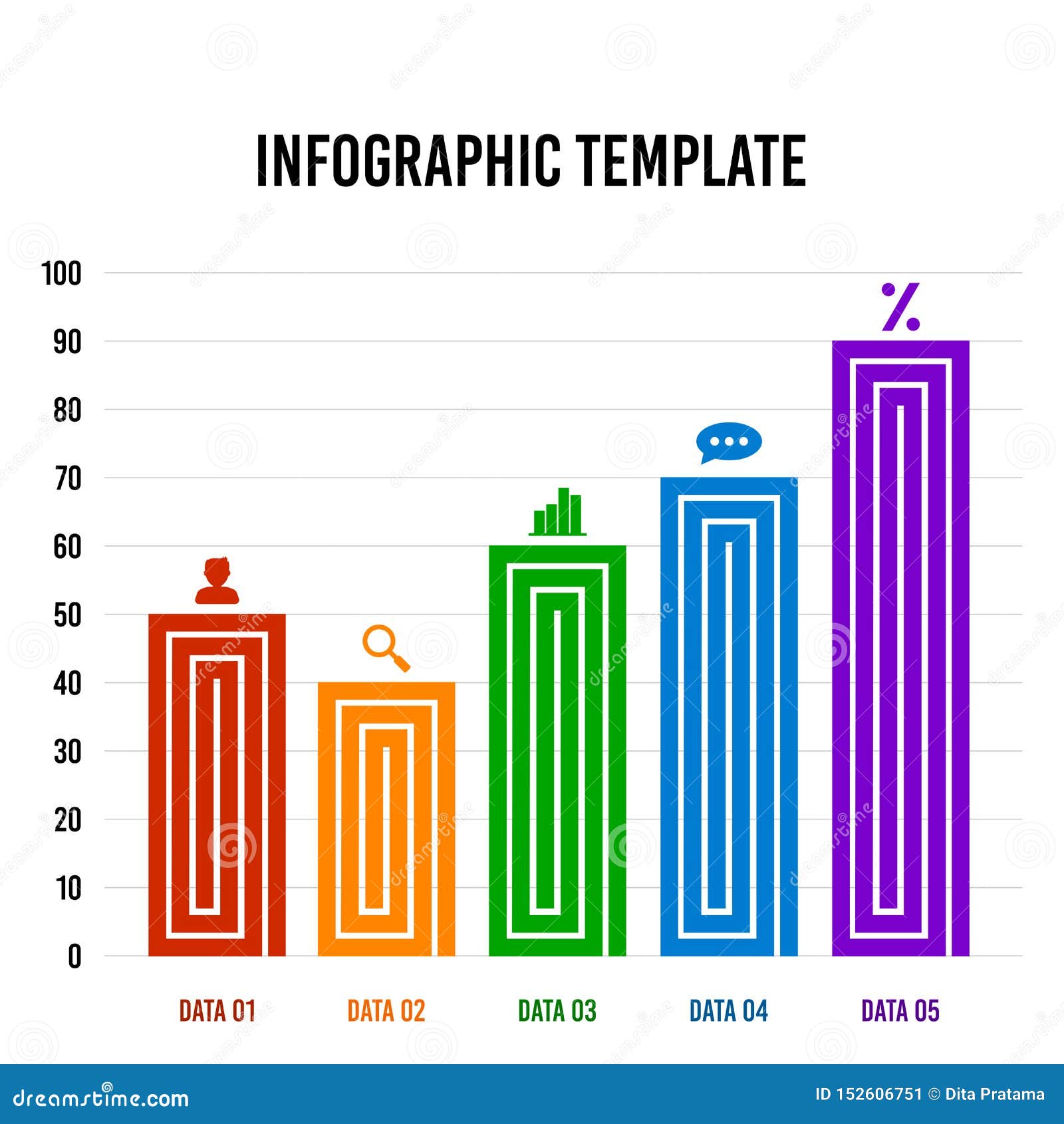 Colorful Spiral Chart Bar Infographic Design Template. Stock ...