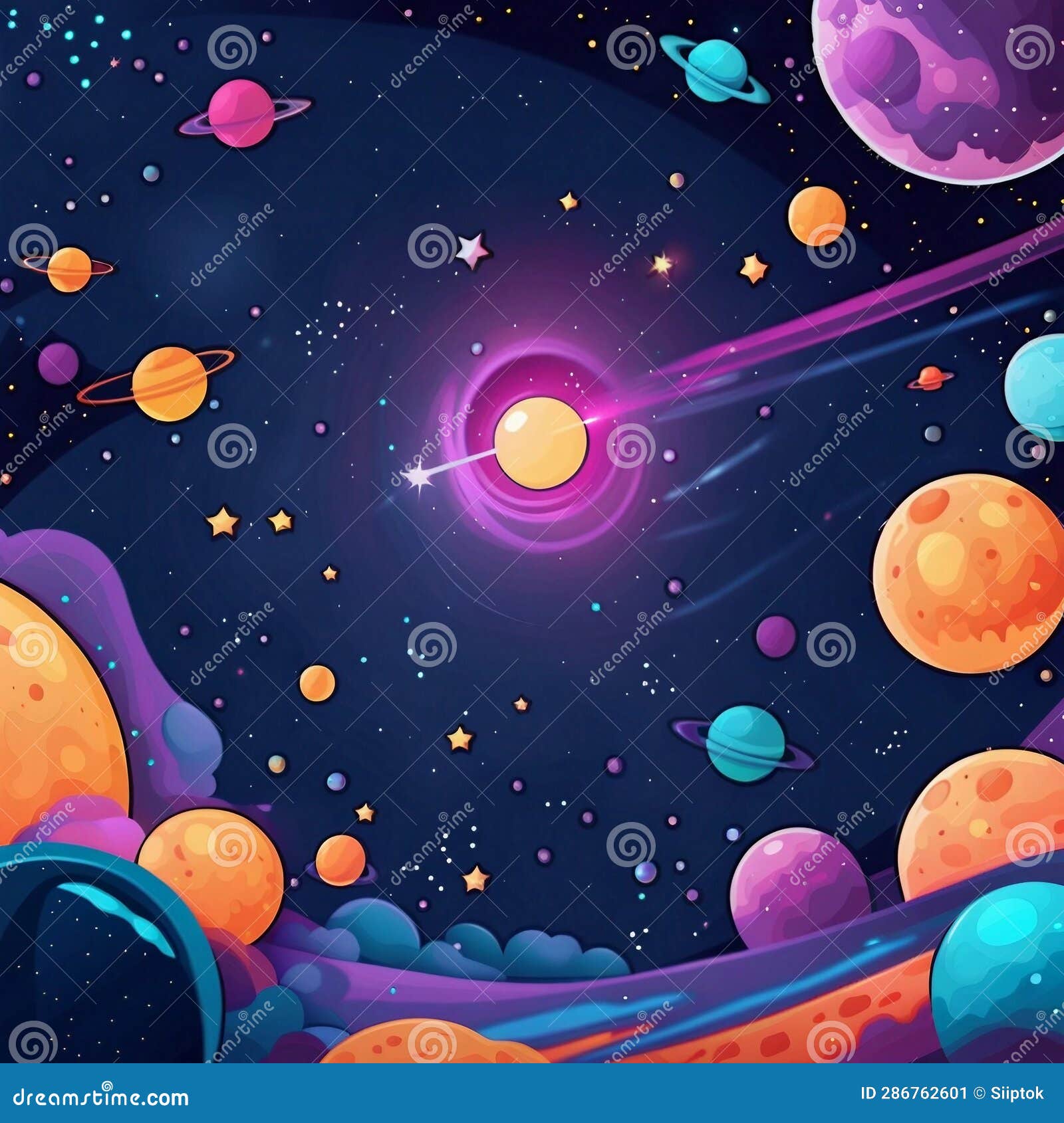 Colorful Star Planet Outer Space Illustration Background Stock ...