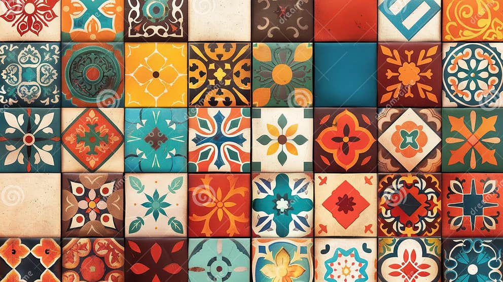 Unique, Colorful Tile Patchwork Design Adding a Decorative Touch To Any ...