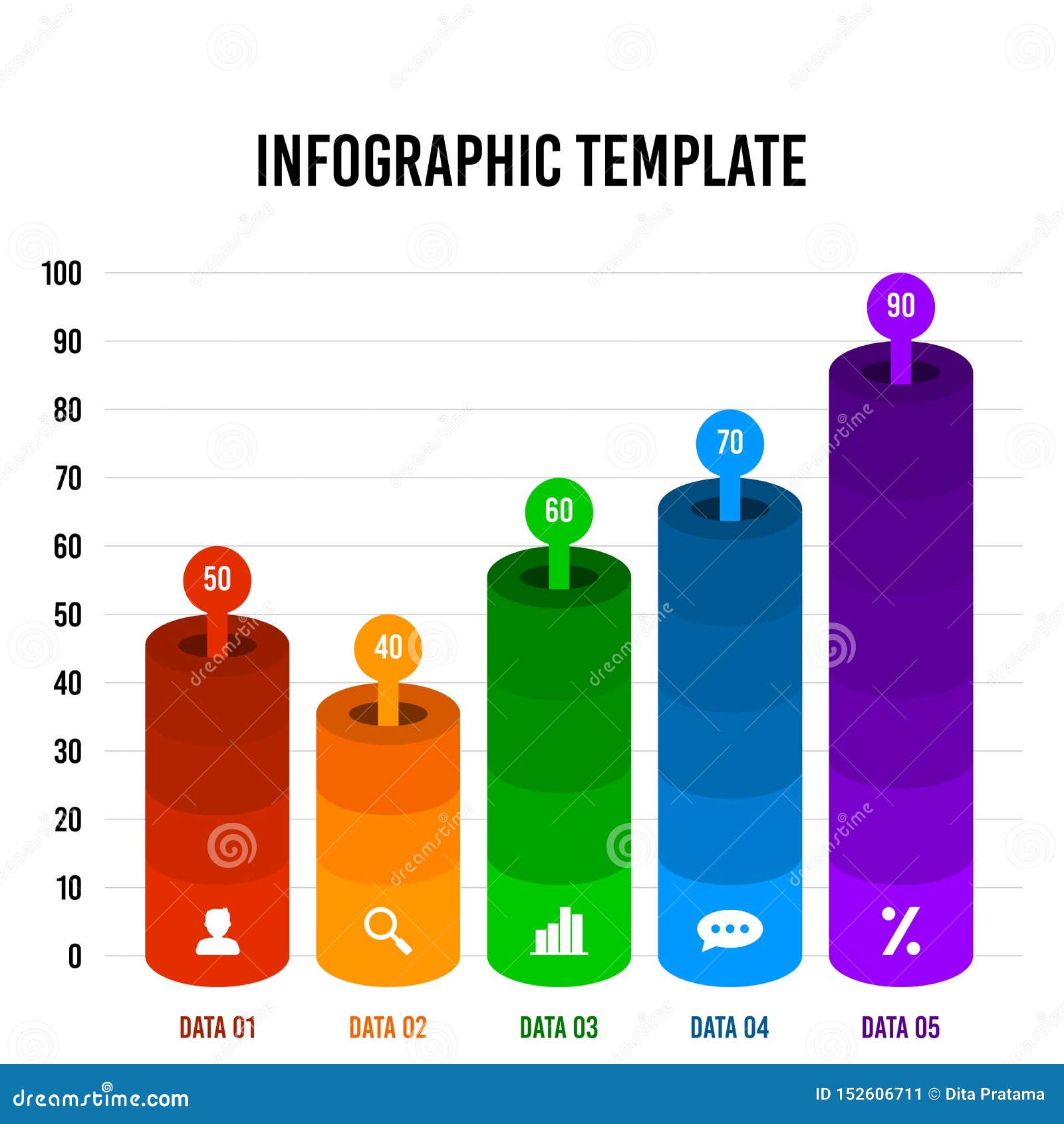 Colorful Tube Chart Bar Infographic Design Template. Stock Illustration ...