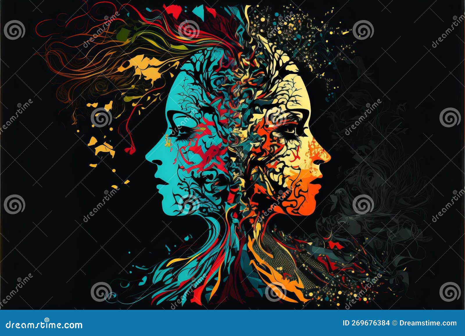 Emotional Intelligence Abstract Art (generative AI) Stock Illustration ...