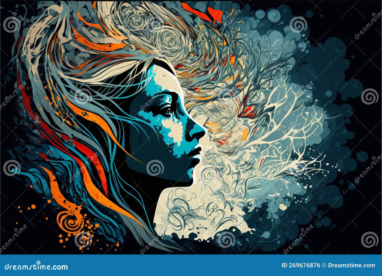 Intuition Abstract Art (generative AI) Stock Illustration ...
