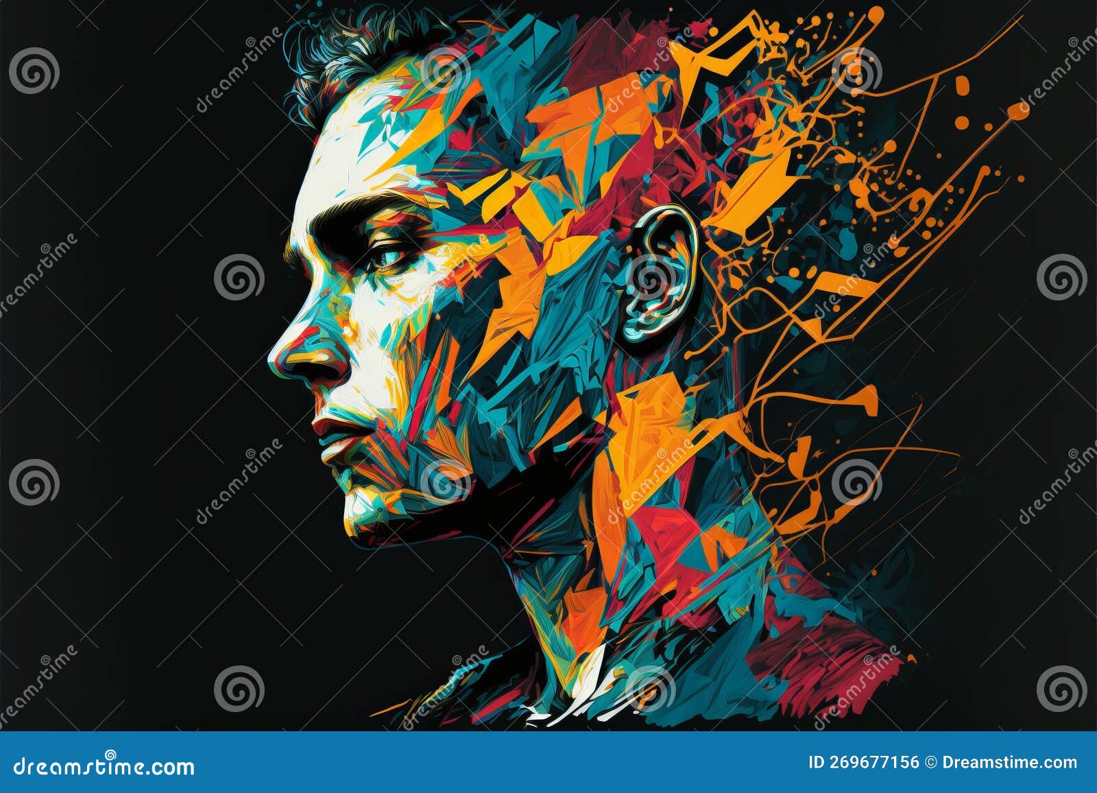 Self-awareness Abstract Art (generative AI) Stock Illustration ...