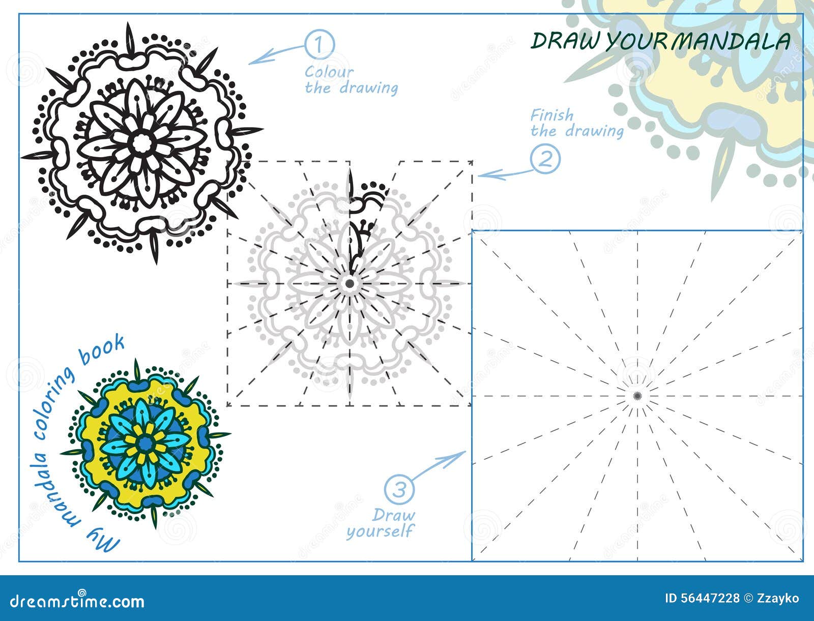 Unique Coloring Book, Rectangular A4 Page. Hand Drawing Zentangle Color ...