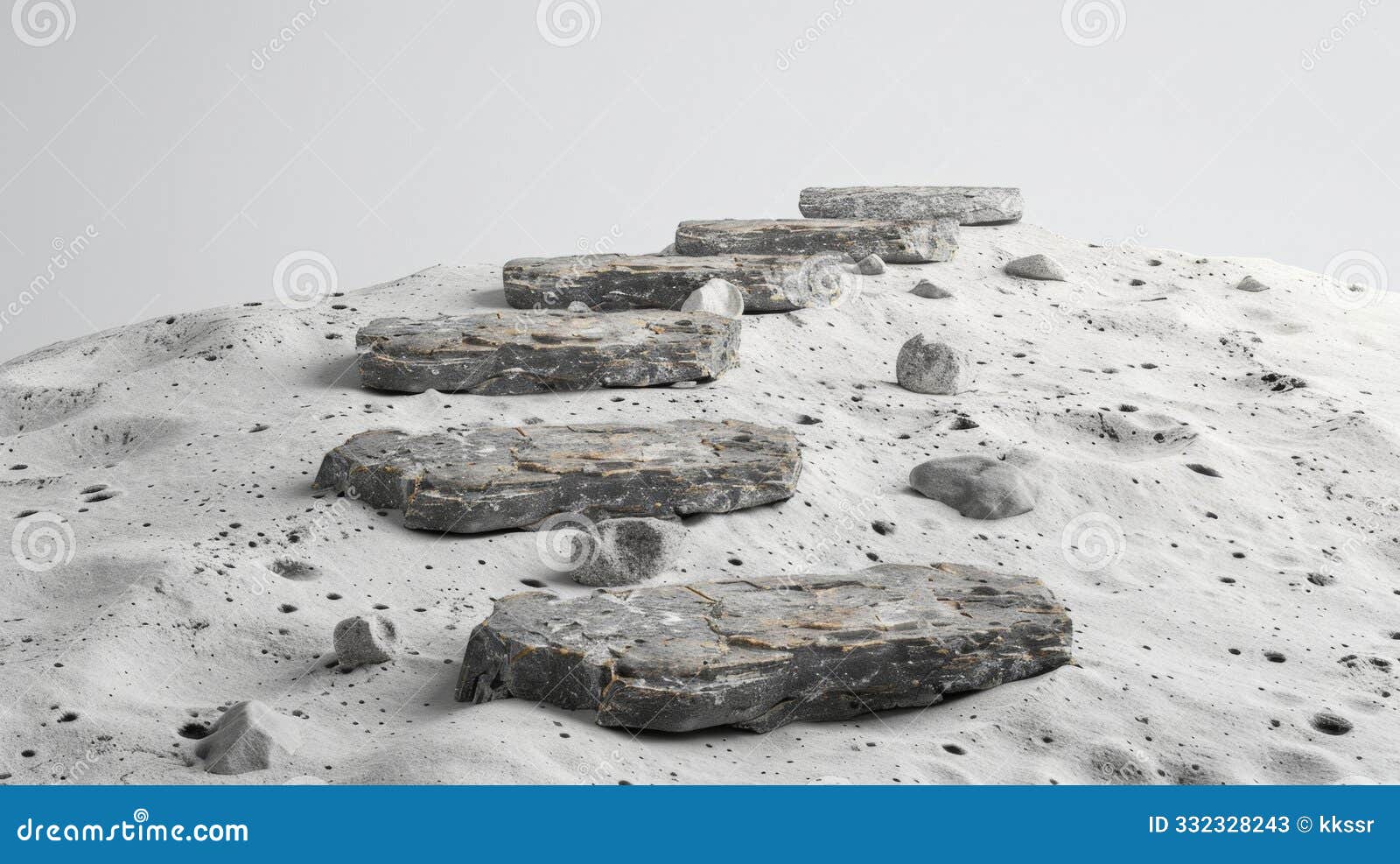 Unique Concept of Stone Walkway on Moon Surface, Wide Angle View on ...