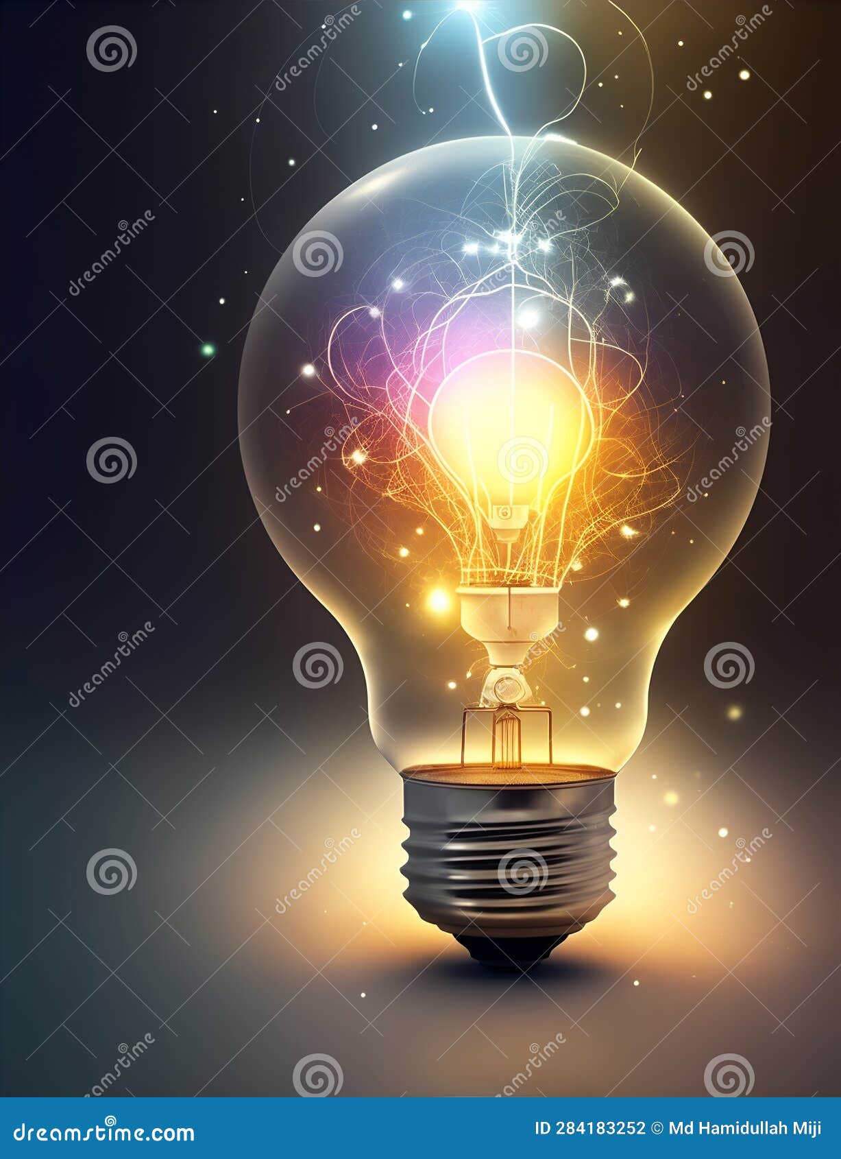 Unique Creative Idea Concept with a Light Bulb.natural Background. Idea ...