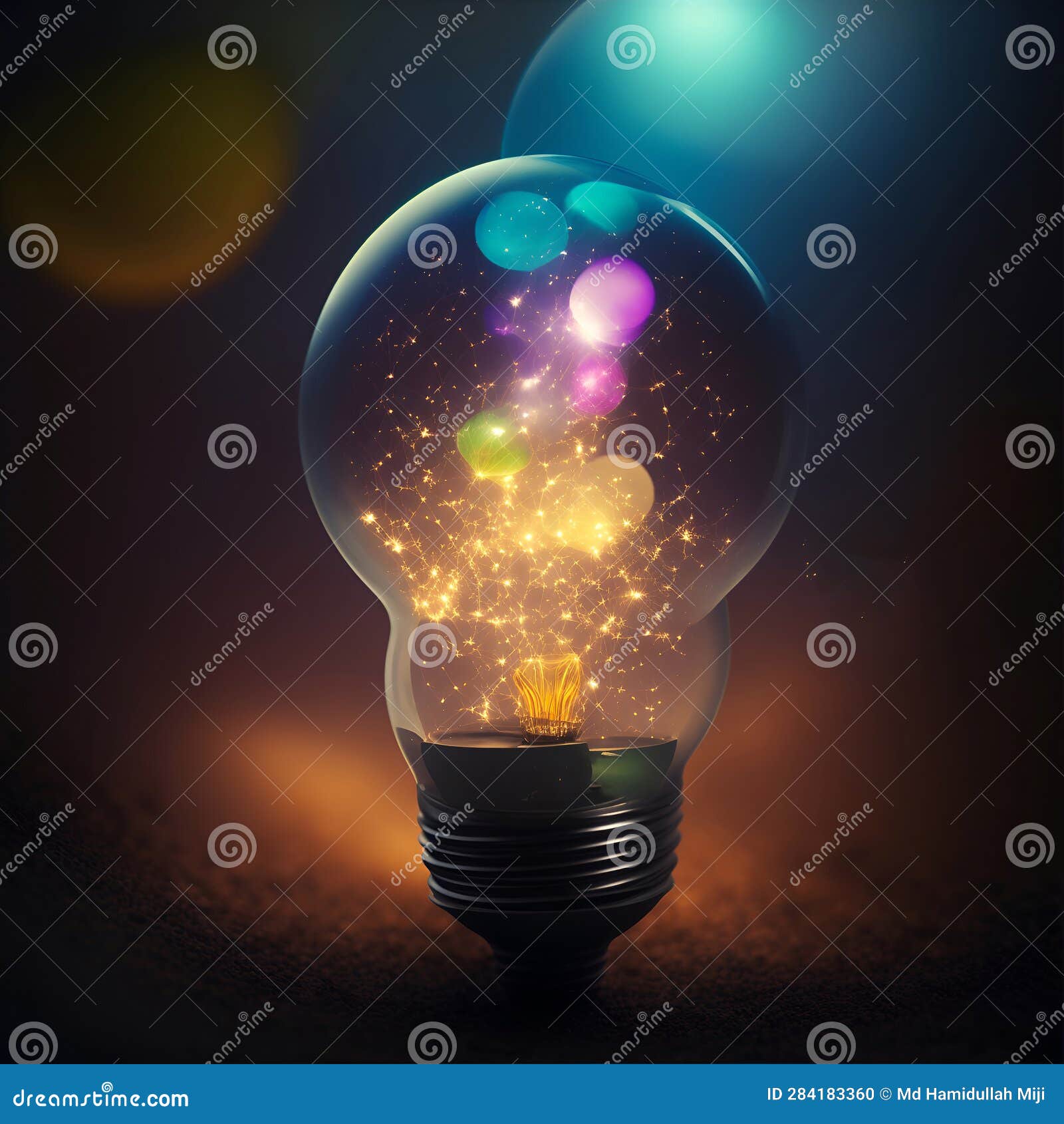 Unique Creative Idea Concept with a Light Bulb.natural Background. Idea ...