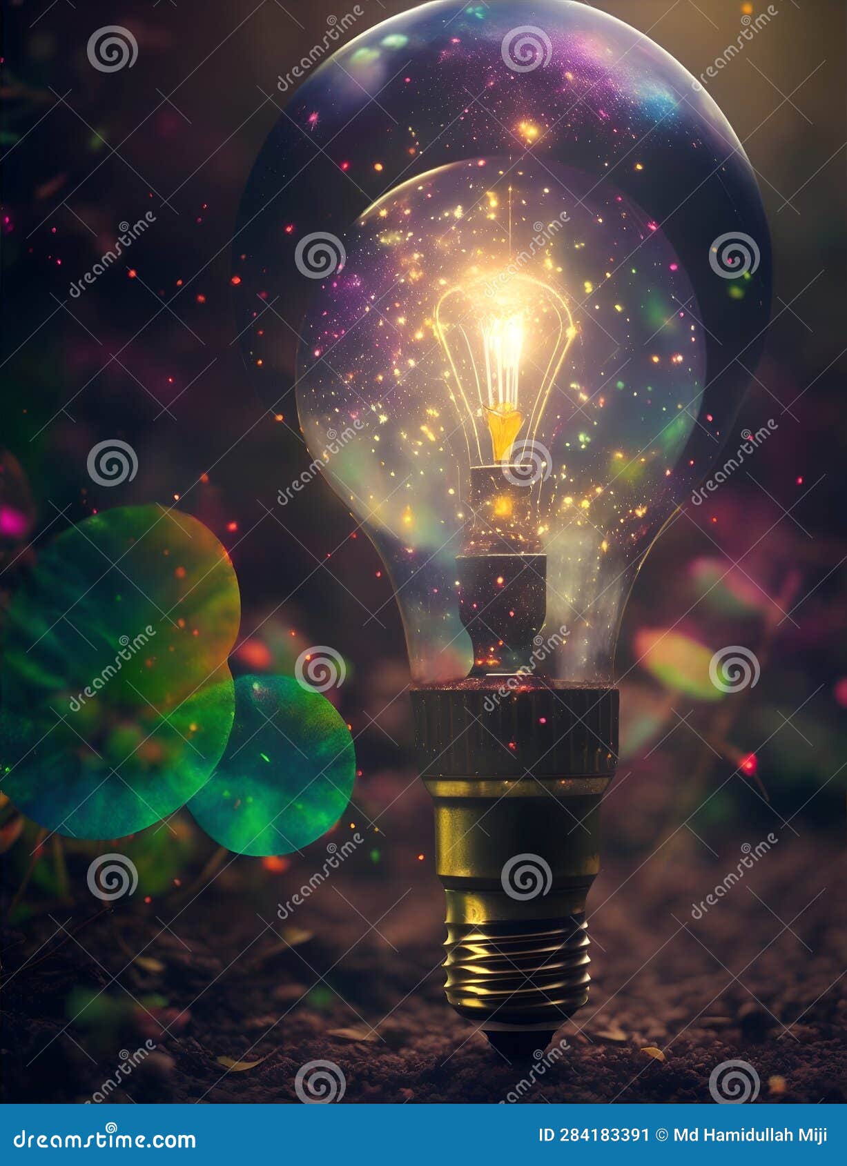 Unique Creative Idea Concept with a Light Bulb.natural Background. Idea ...