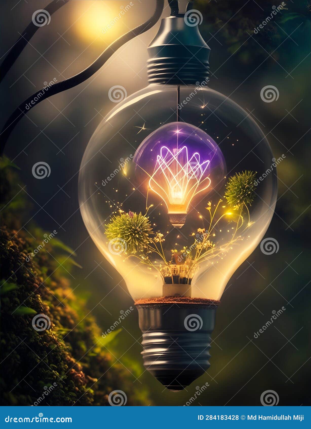 Unique Creative Idea Concept with a Light Bulb.natural Background. Idea ...