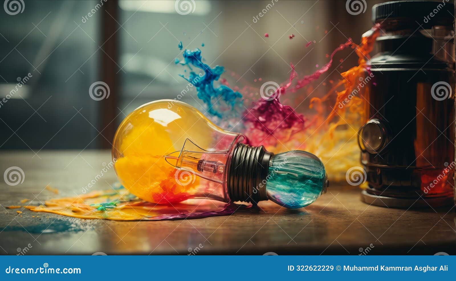 Unique Creative Idea Concept with Lightbulb Made Out of Paint Stock ...