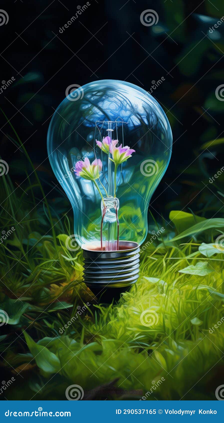 A Unique and Creative Light Bulb Filled with Vibrant Flowers Stock ...
