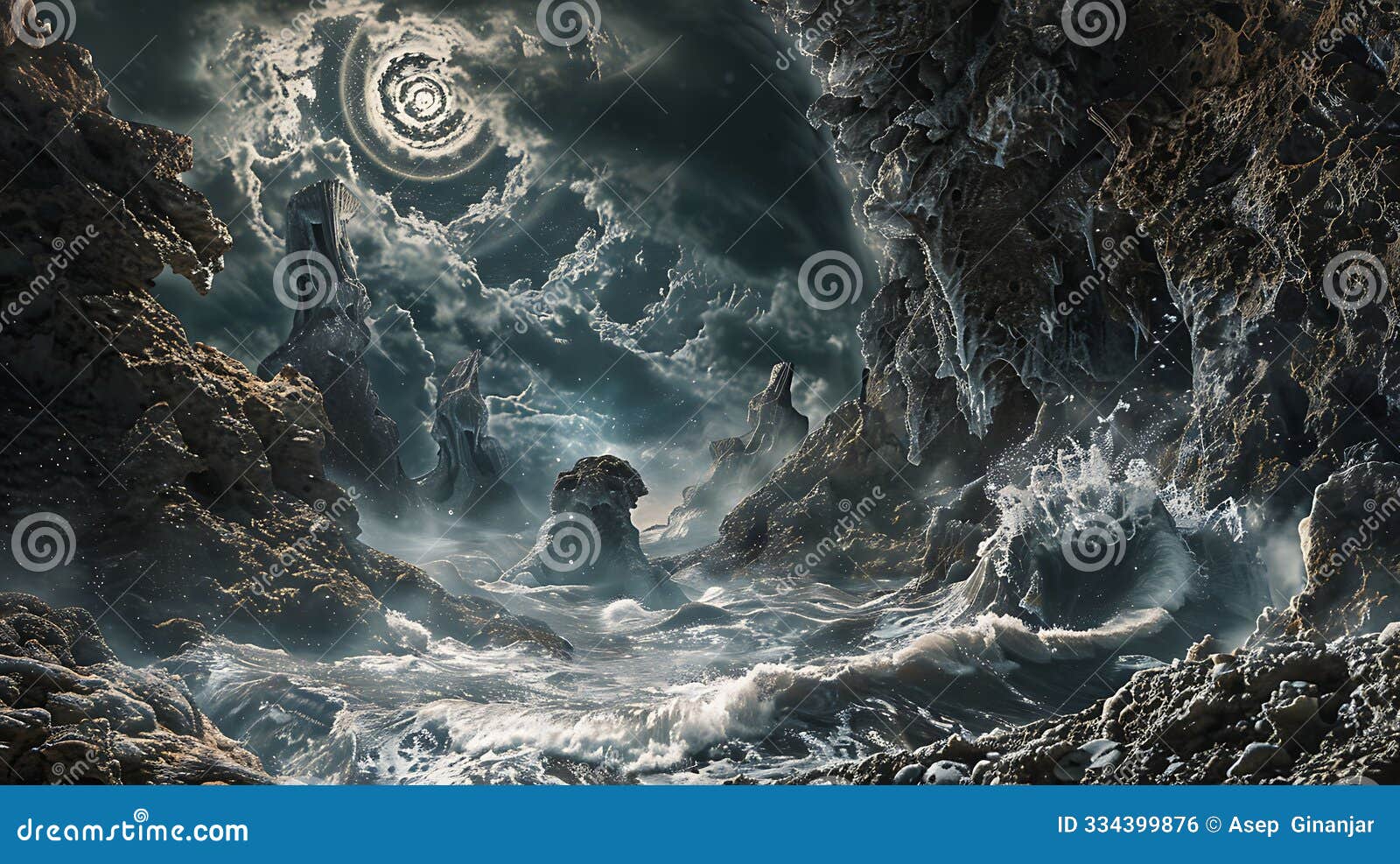 Unique Creatures and Rock Formations Stock Illustration - Illustration ...