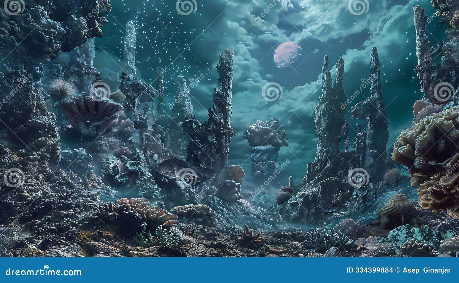 Unique Creatures and Rock Formations Stock Illustration - Illustration ...