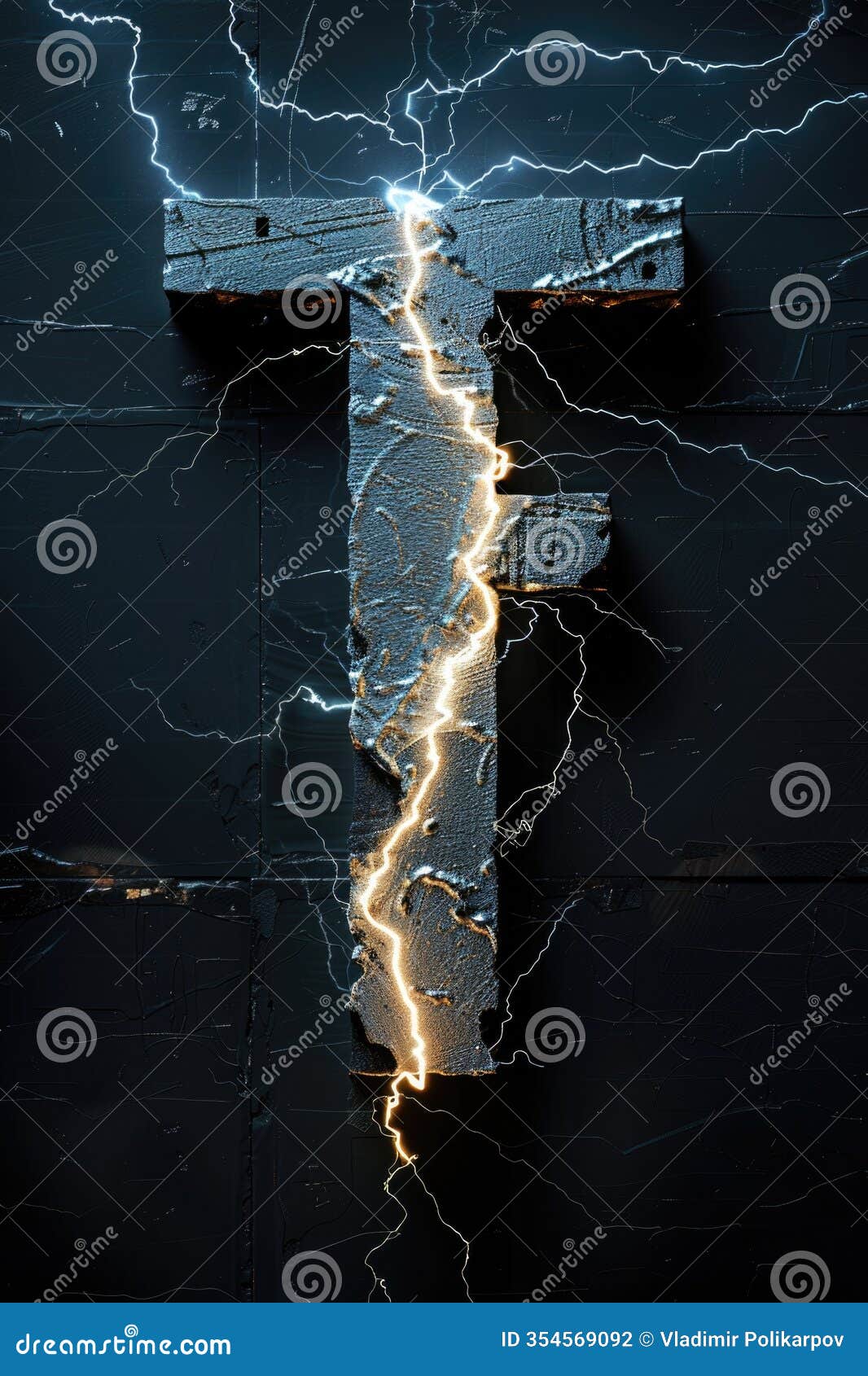 A Unique Cross Symbol with a Lightning Bolt Emerging from it. Suitable ...