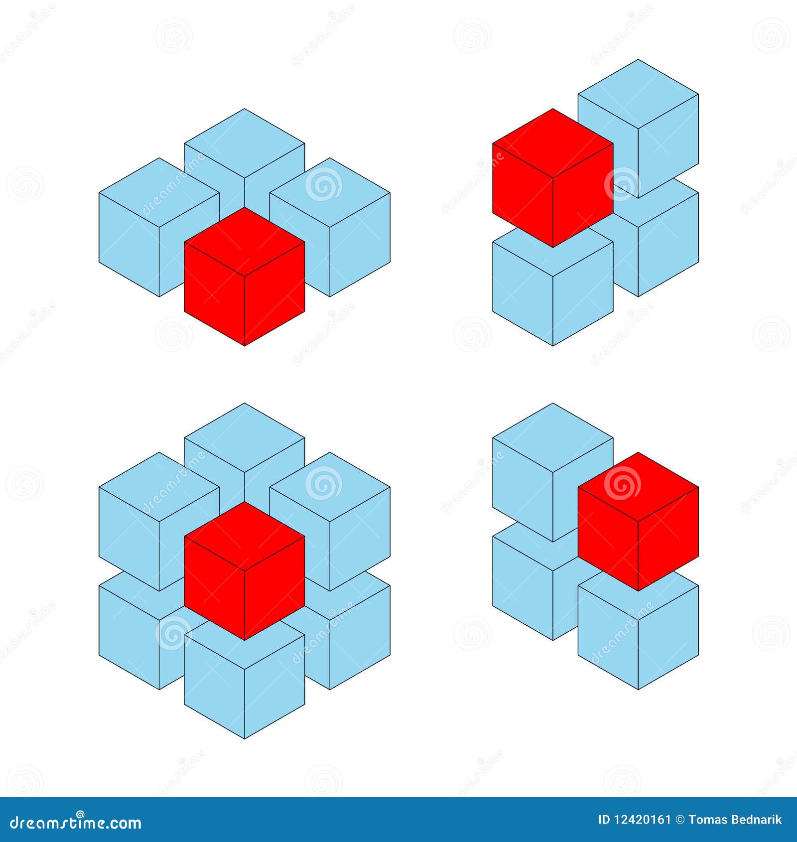 Unique cubes stock vector. Illustration of shadow, square - 12420161