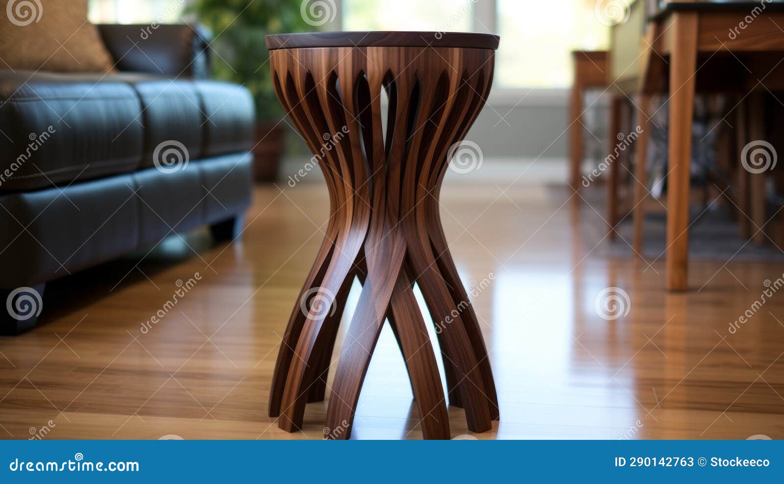Unique Curved Design Mahogany End Table with Sustainable and Optical ...