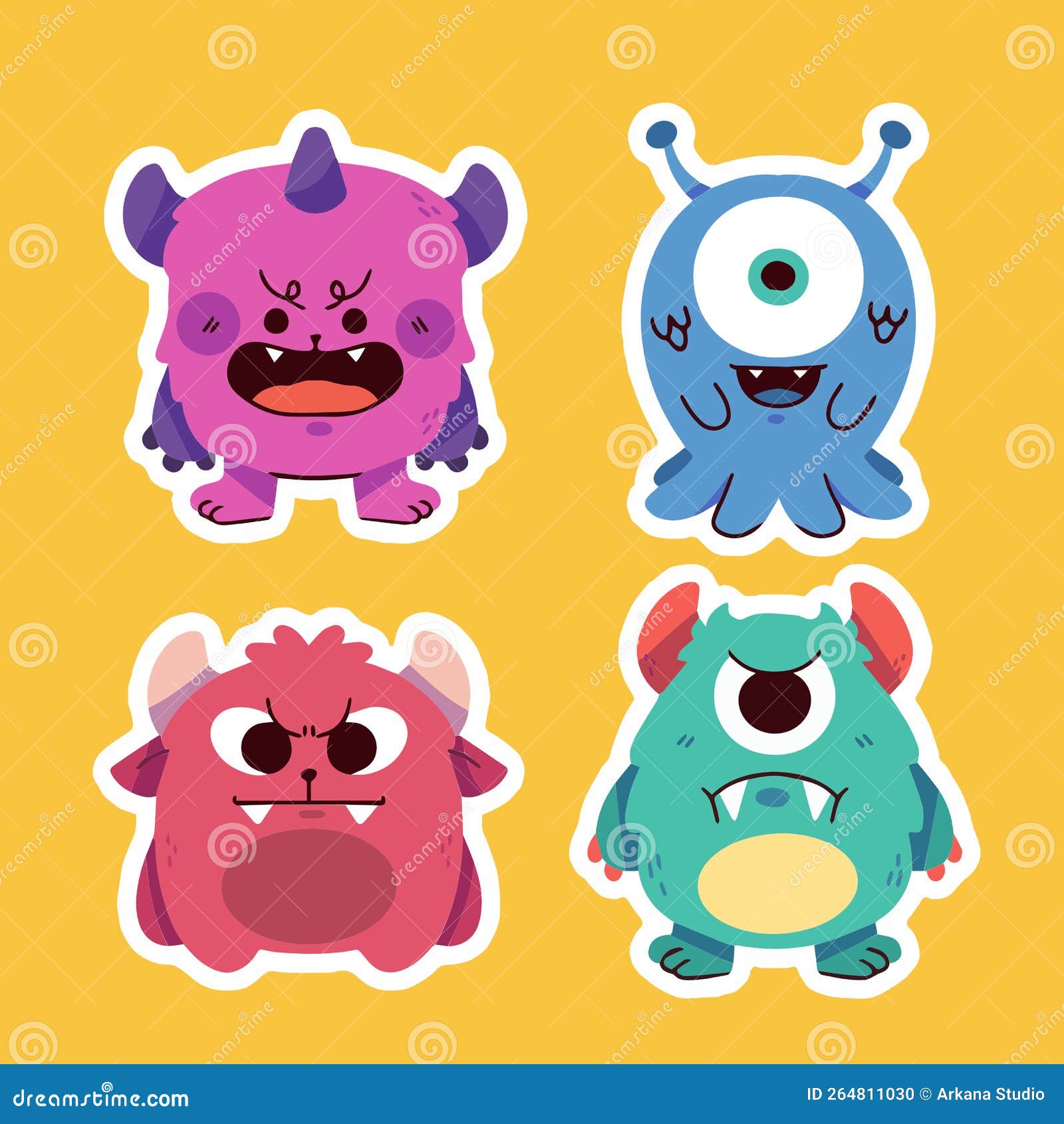 Set Of Cute Critters Cartoon Icon Design Template With Various Models ...