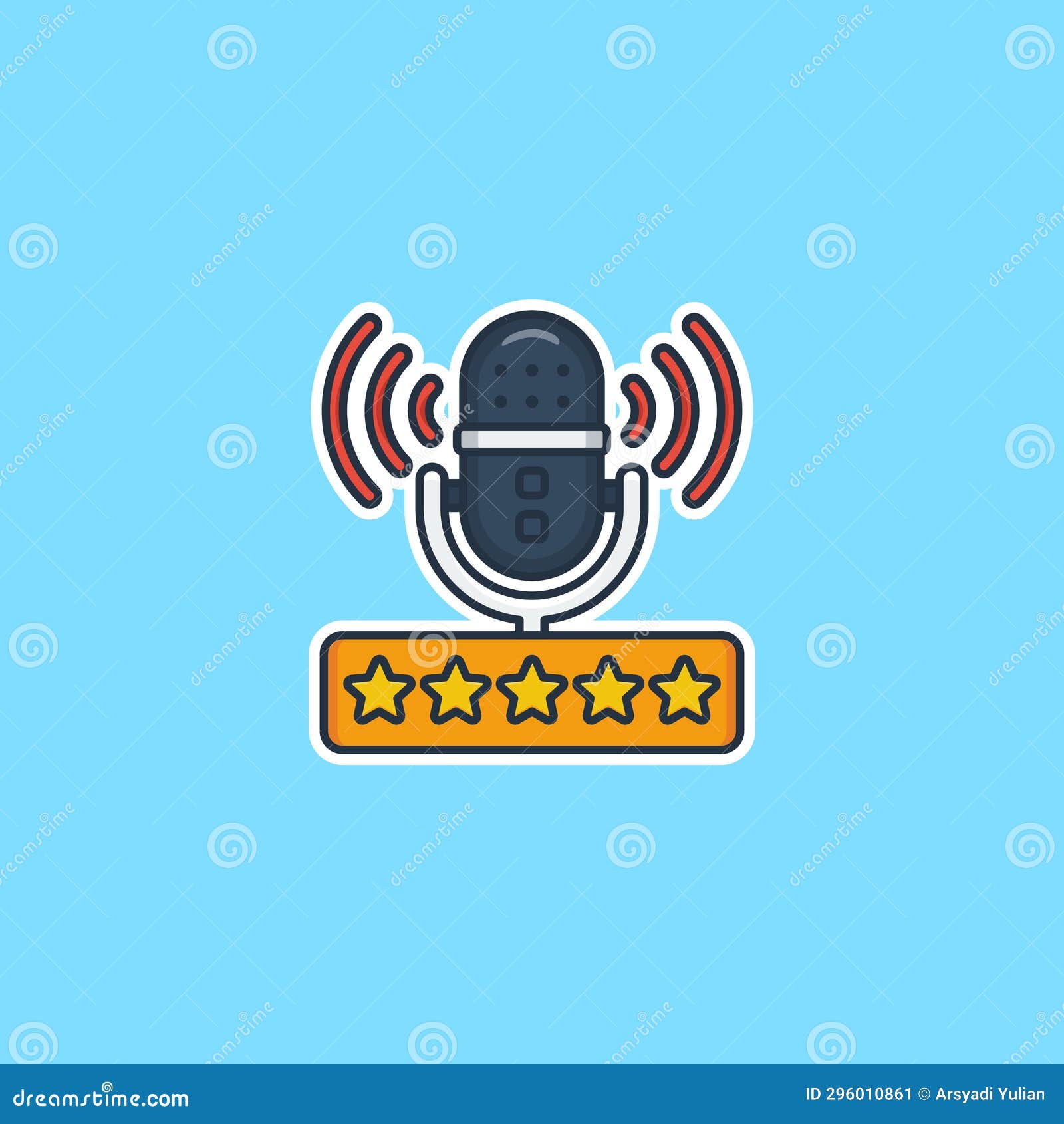 Unique Cute Mic Flat with Five Stars Design Icon Stock Illustration ...