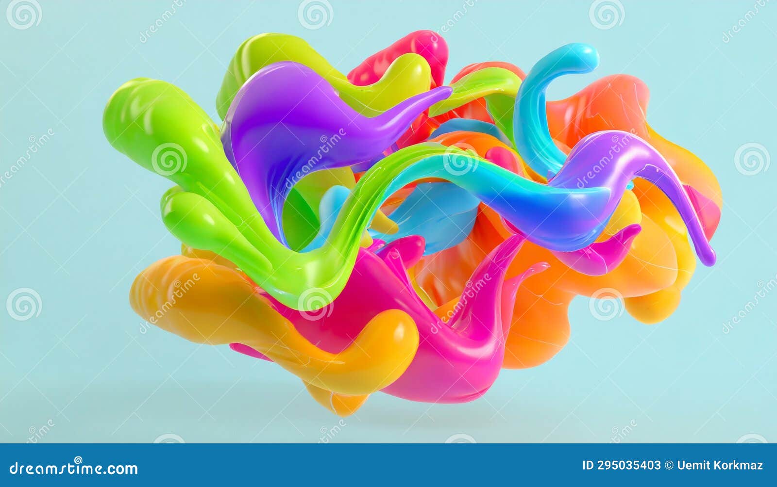 3D Shapes Floating Colorful Fluids in Weightlessness Stock Illustration ...