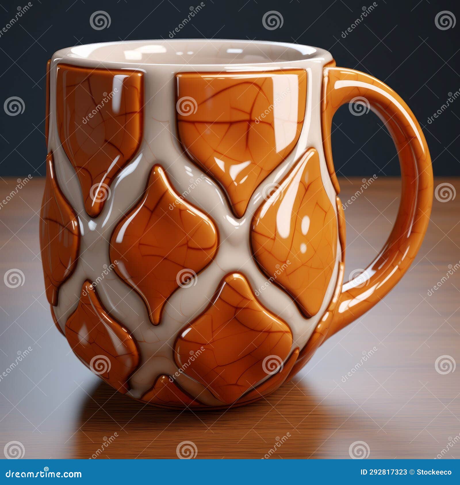 Unique 3d Mug with Realistic Details on Wooden Surface Stock ...