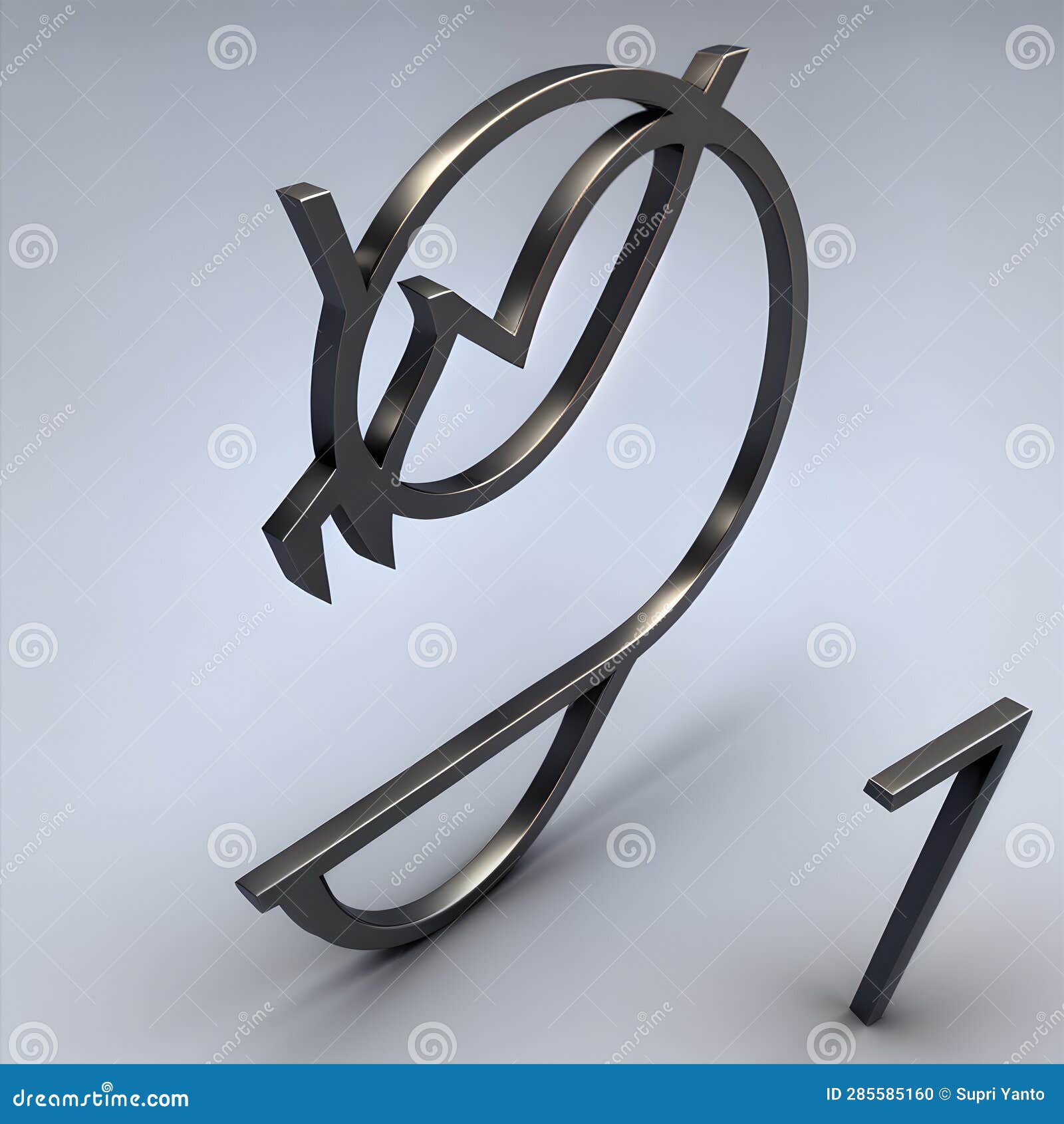 Unique 3D Shape Symbol Dark Metal on Grey Background for Logo Stock ...