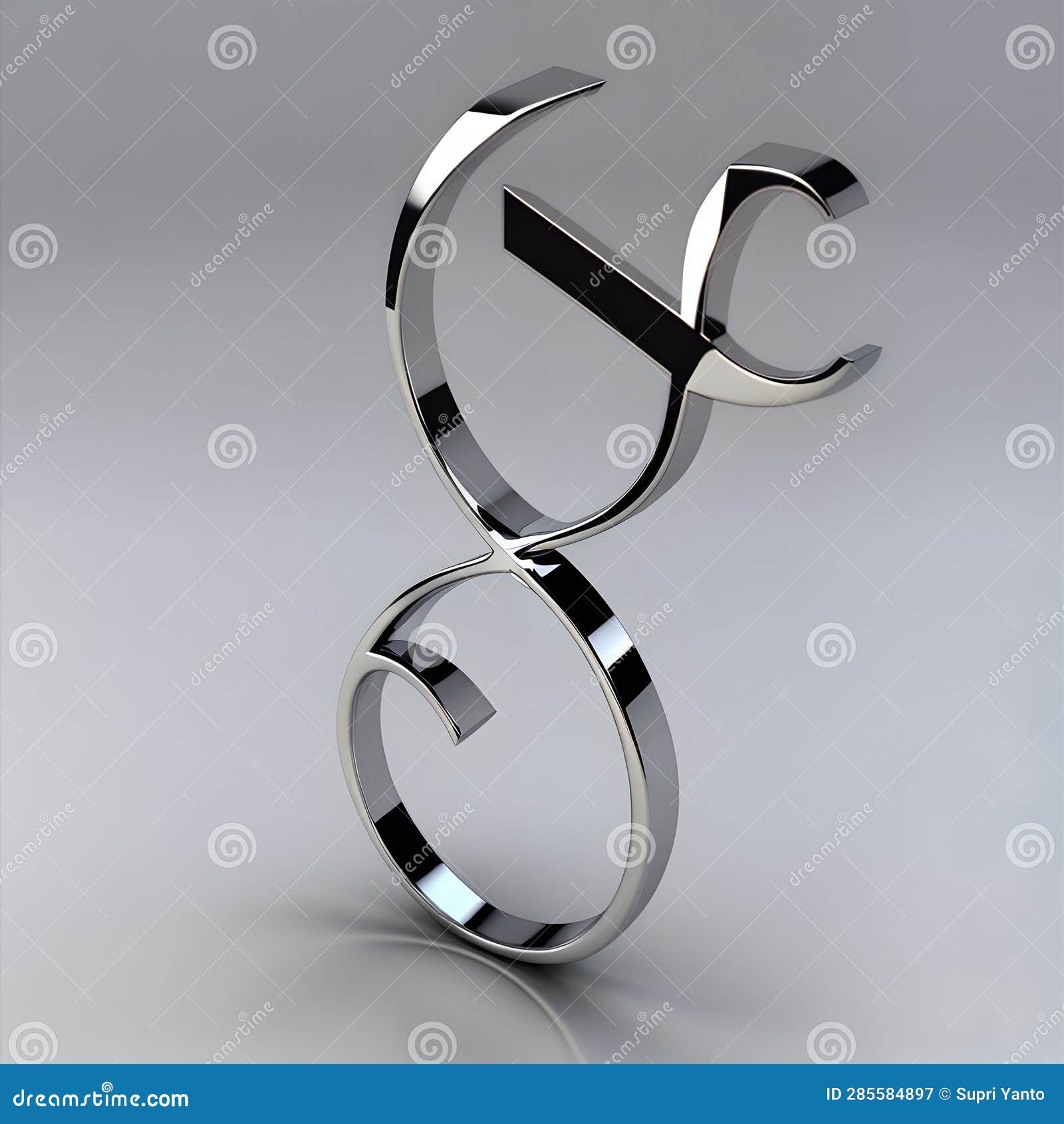 Unique 3D Shape Symbol Silver Metal on Dark Grey Background for Logo ...