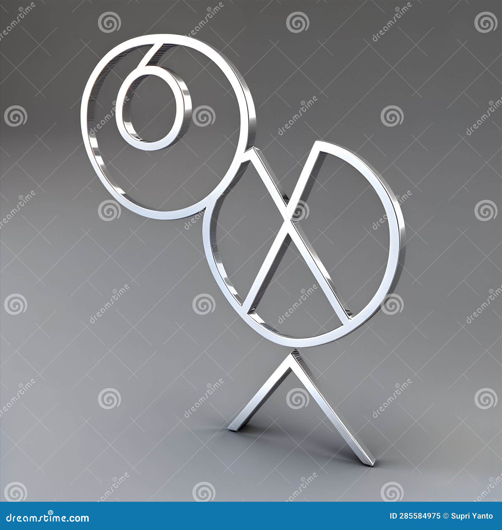 Unique 3D Shape Symbol Silver Metal on Dark Grey Background for Logo ...