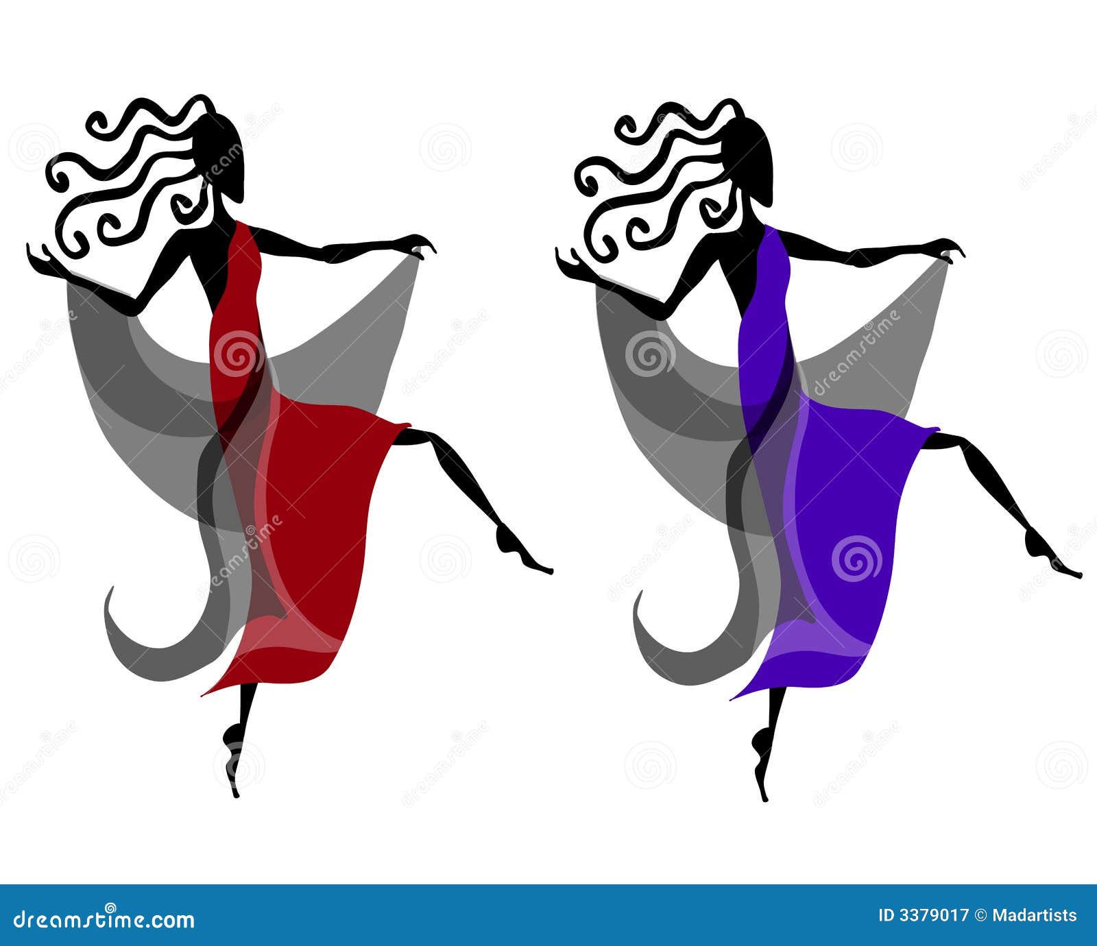 Unique Dancing Female Figures Stock Illustration - Illustration of ...