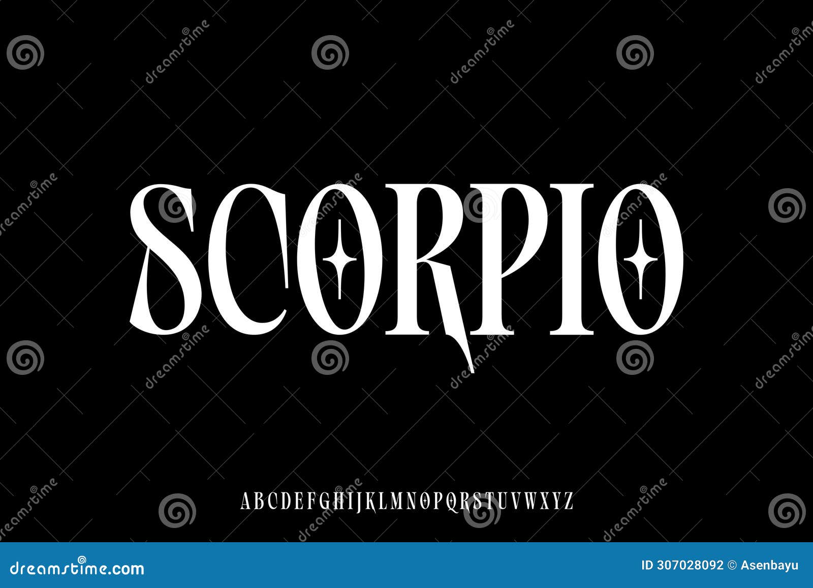 Unique Decorative Condensed Serif Alphabet Display Font Vector ...