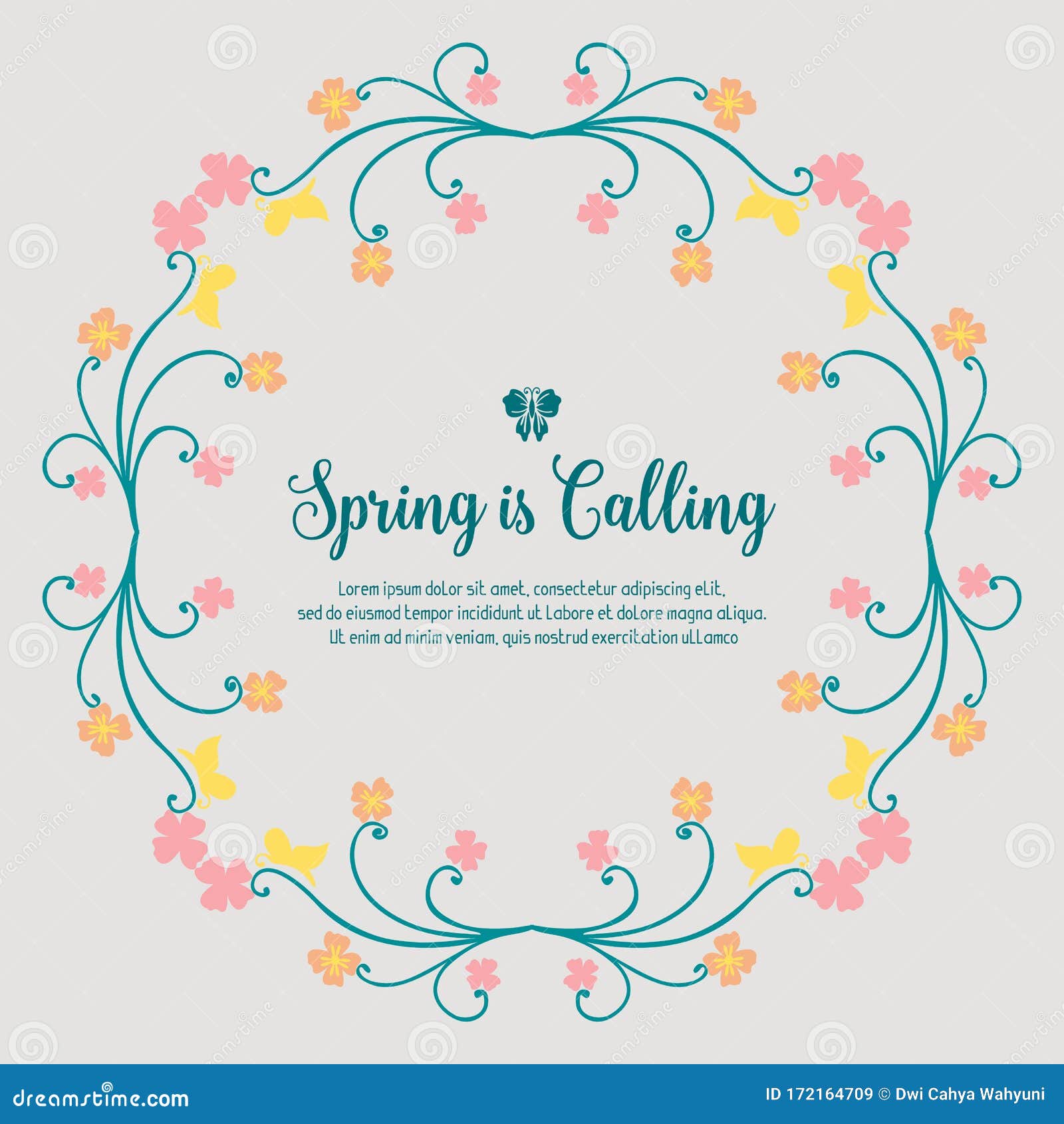 Unique Decorative of Spring Calling Invitation Card, with Antique Leaf ...