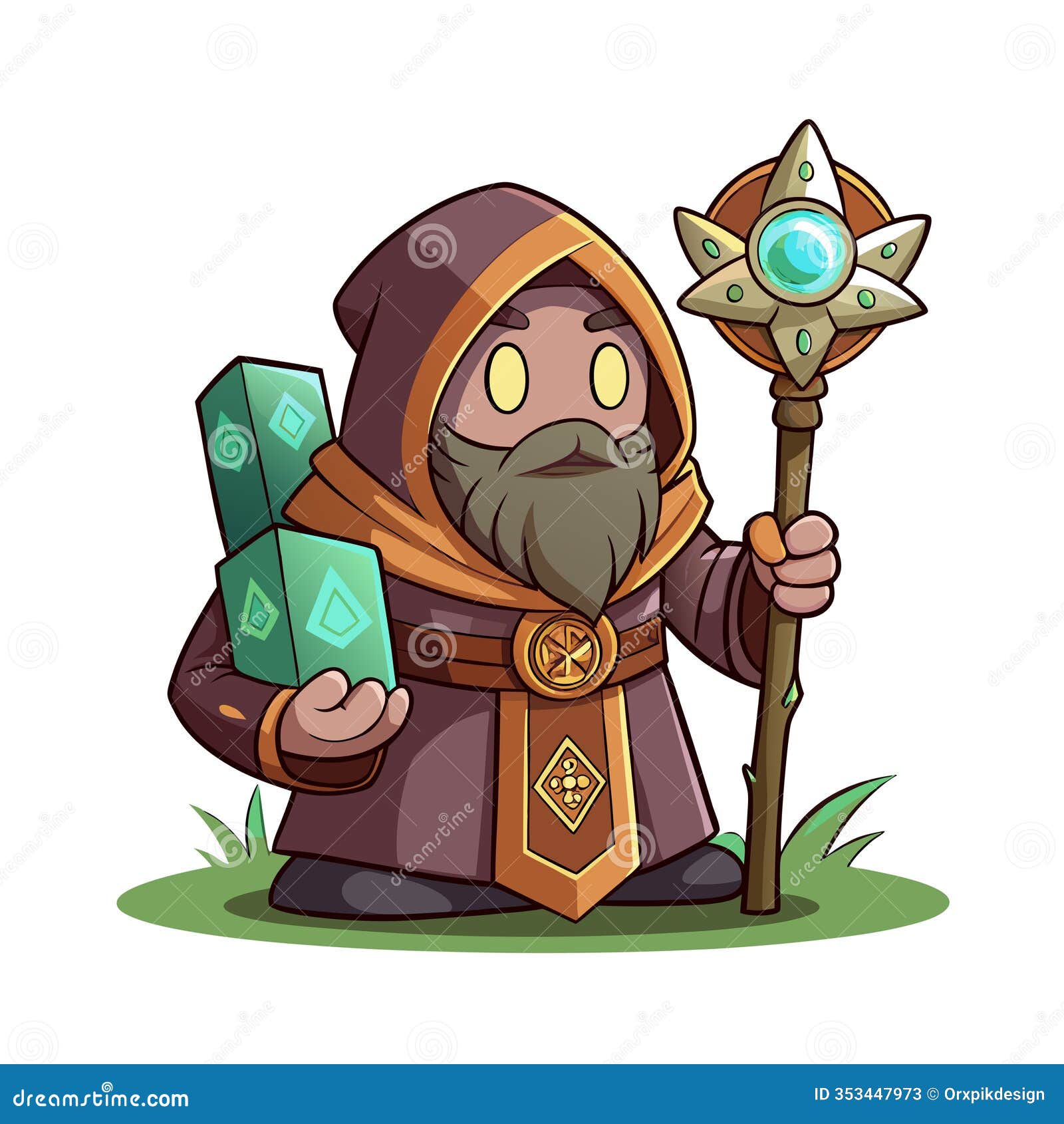 Cartoon Character of Ancient Rune Reader Stock Vector - Illustration of ...