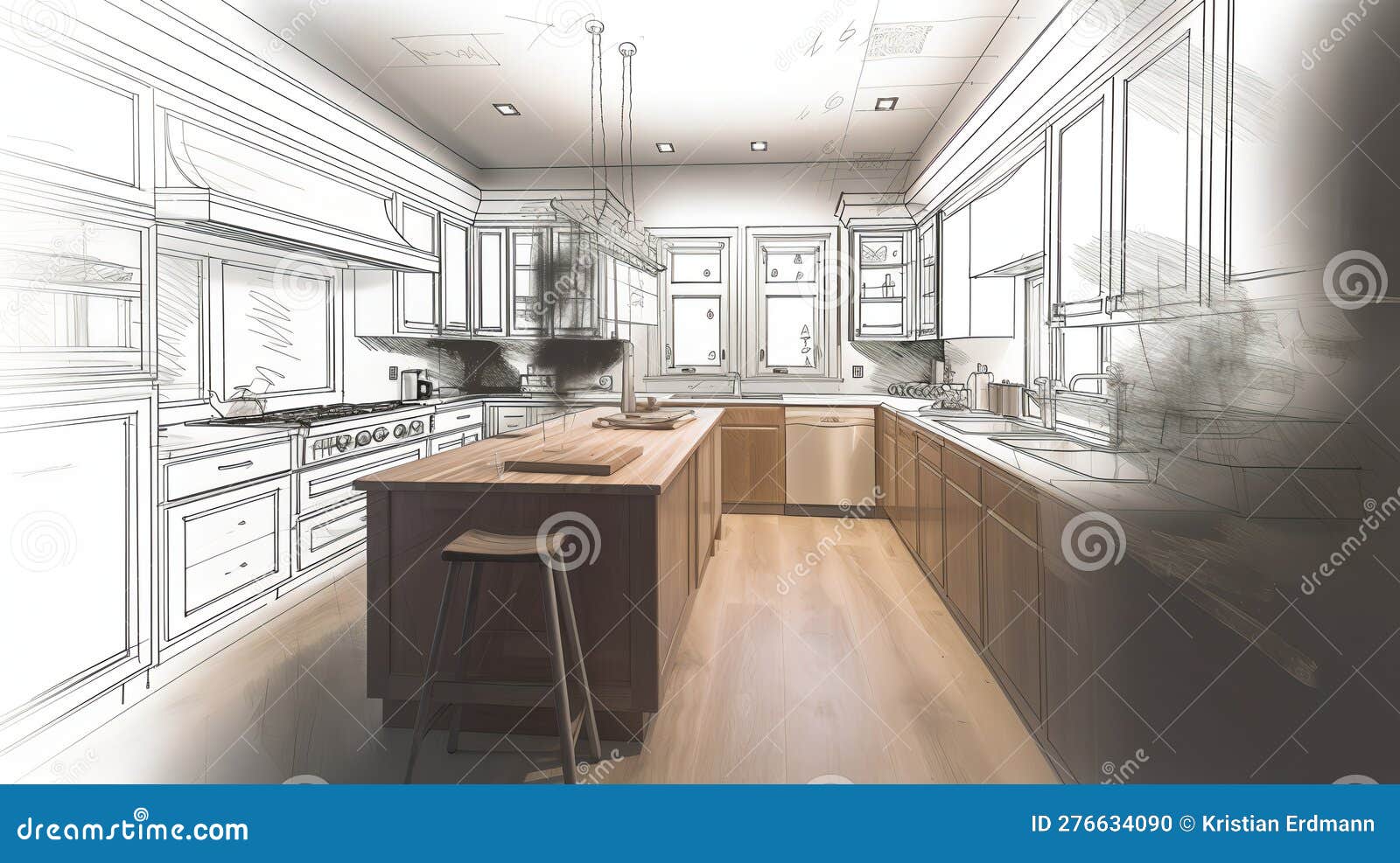 From Concept To Reality: Custom Kitchen Design Drawing Combined with a ...