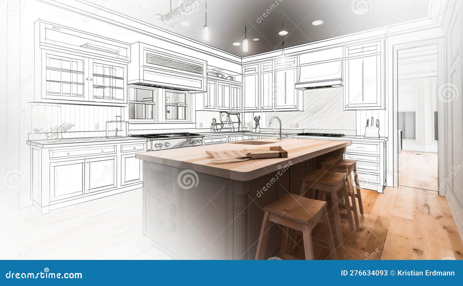 From Concept To Reality: Custom Kitchen Design Drawing Combined with a ...