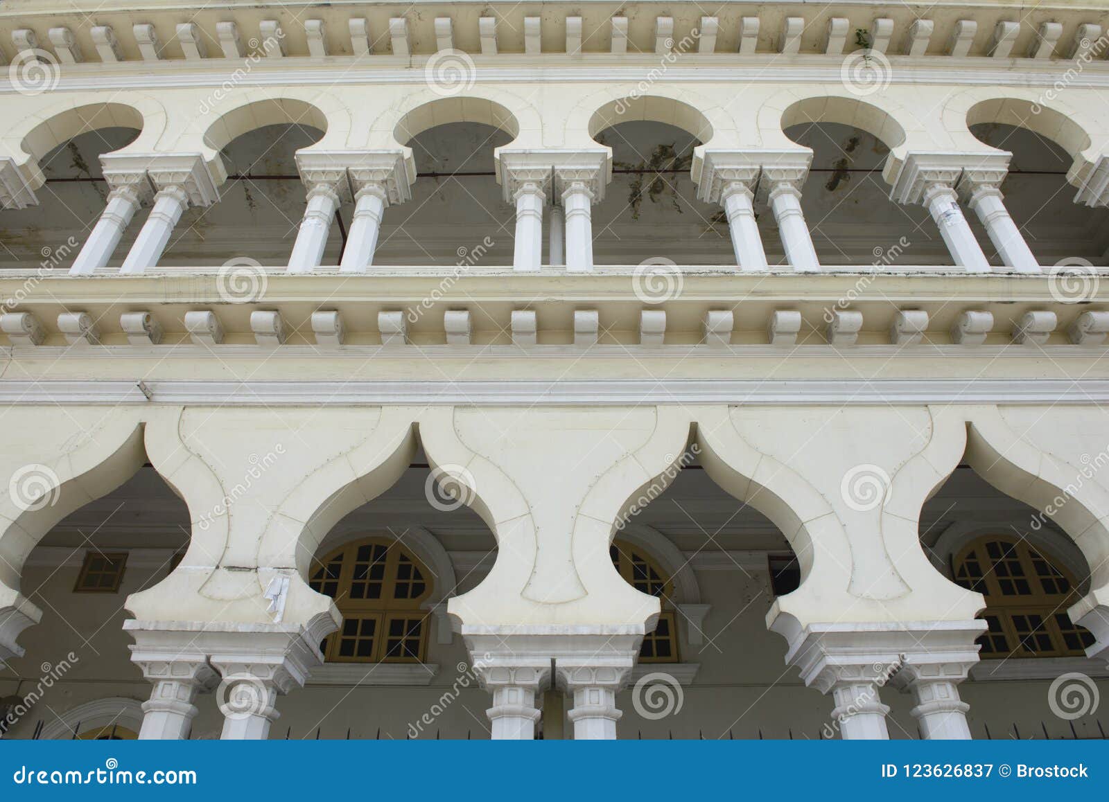Unique Design Pattern of Mosque Windows and Pillars Stock Image - Image ...