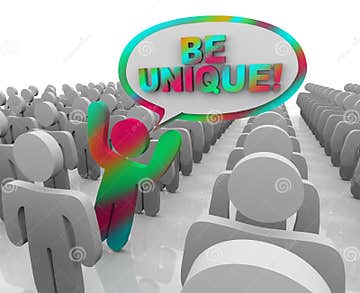 Unique Different Person Standing Out in a Crowd Stock Illustration ...