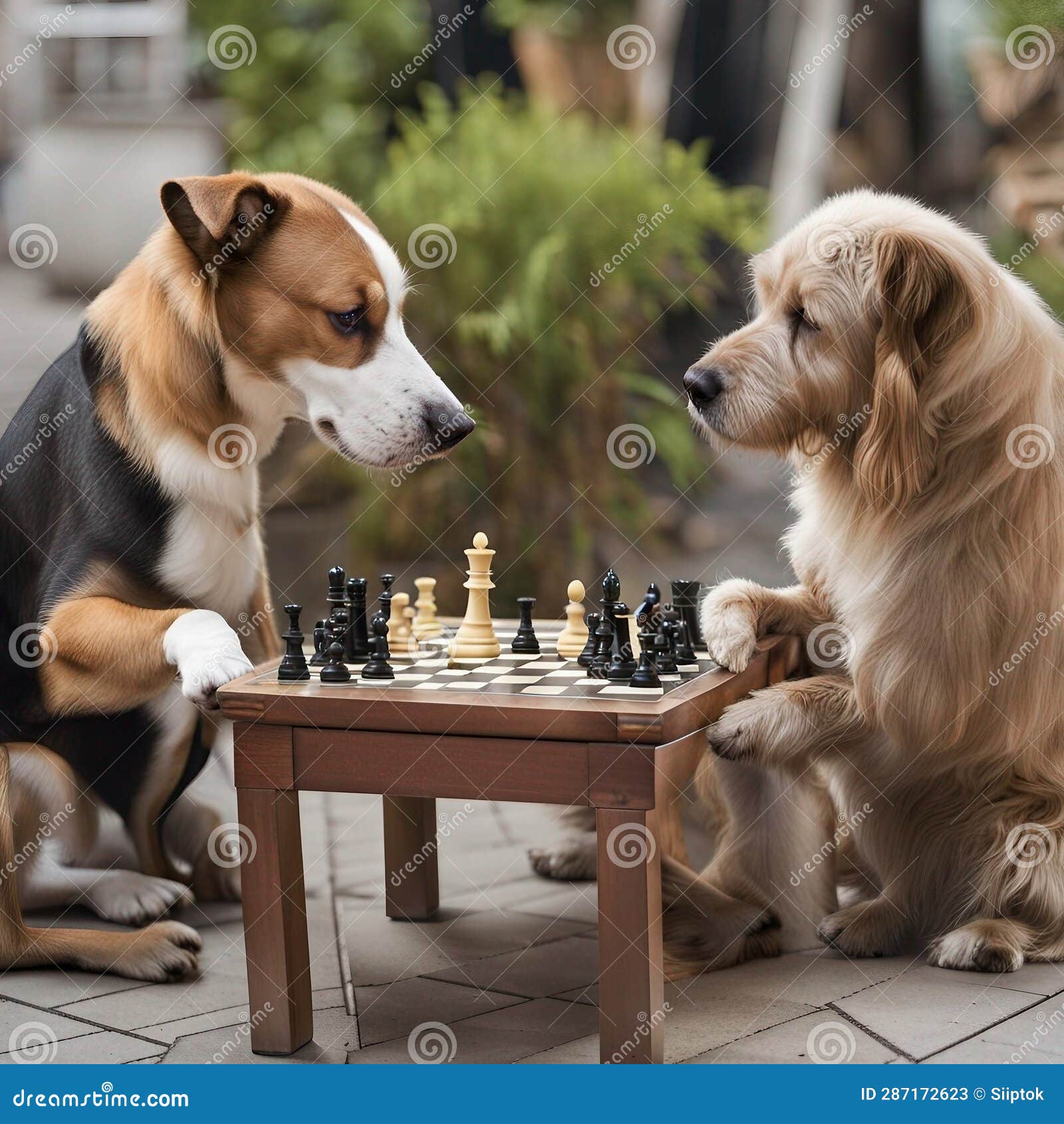 Dog Character Design Illustration Background Playing Chess Stock ...
