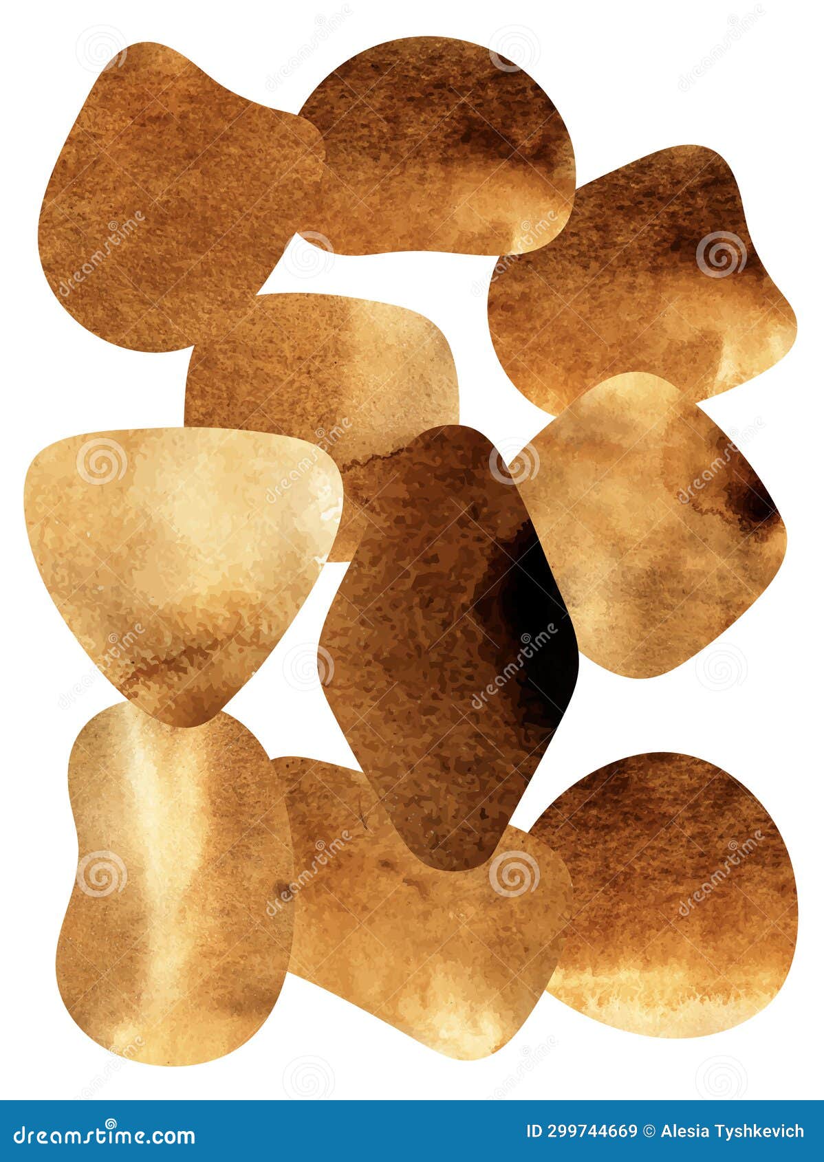 Vector Shapes with Texture. Brown Graphics Elements. Different Shapes ...