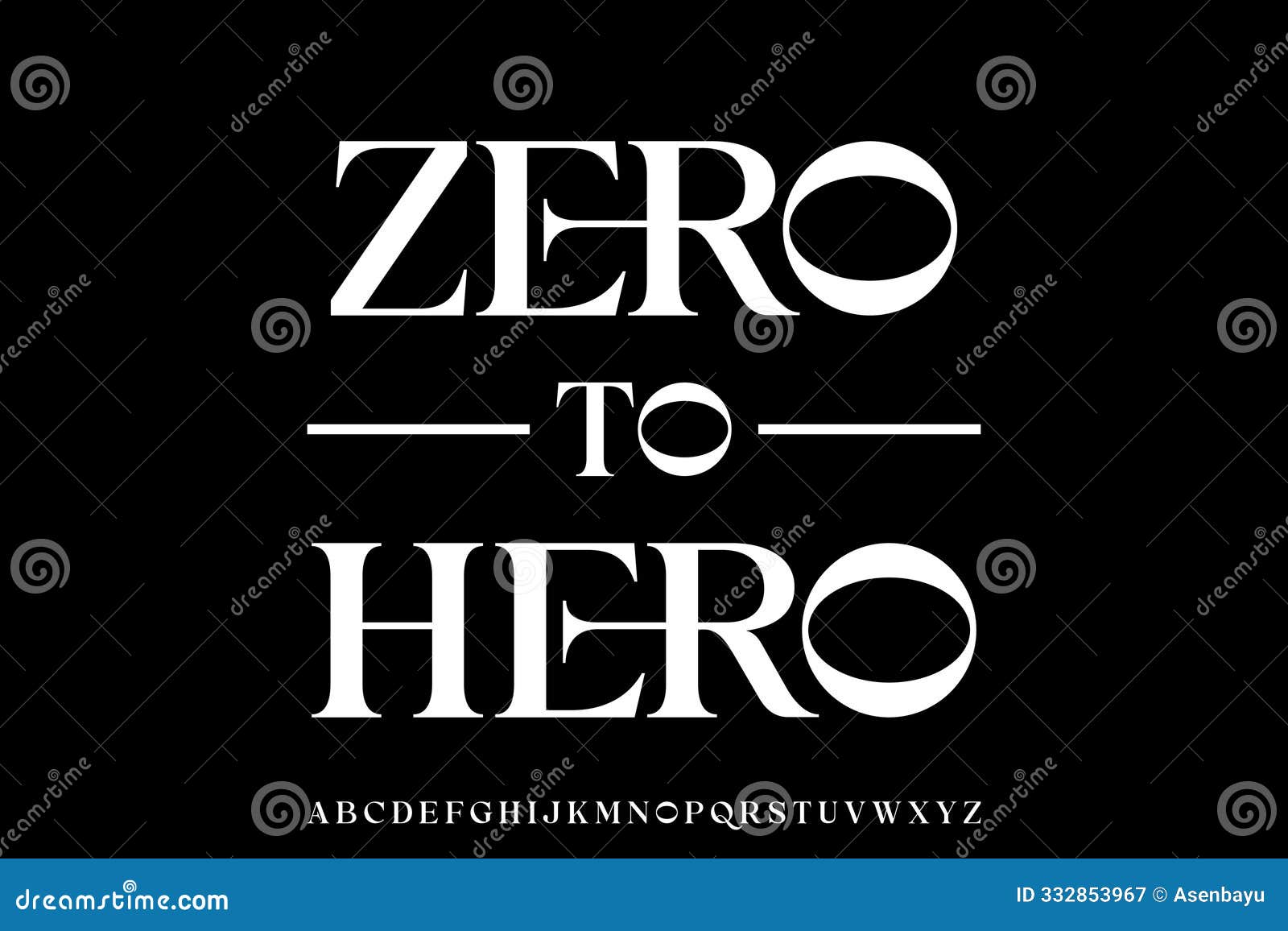 Unique Elegant Serif Alphabet Display Font Vector. Zero To Hero ...
