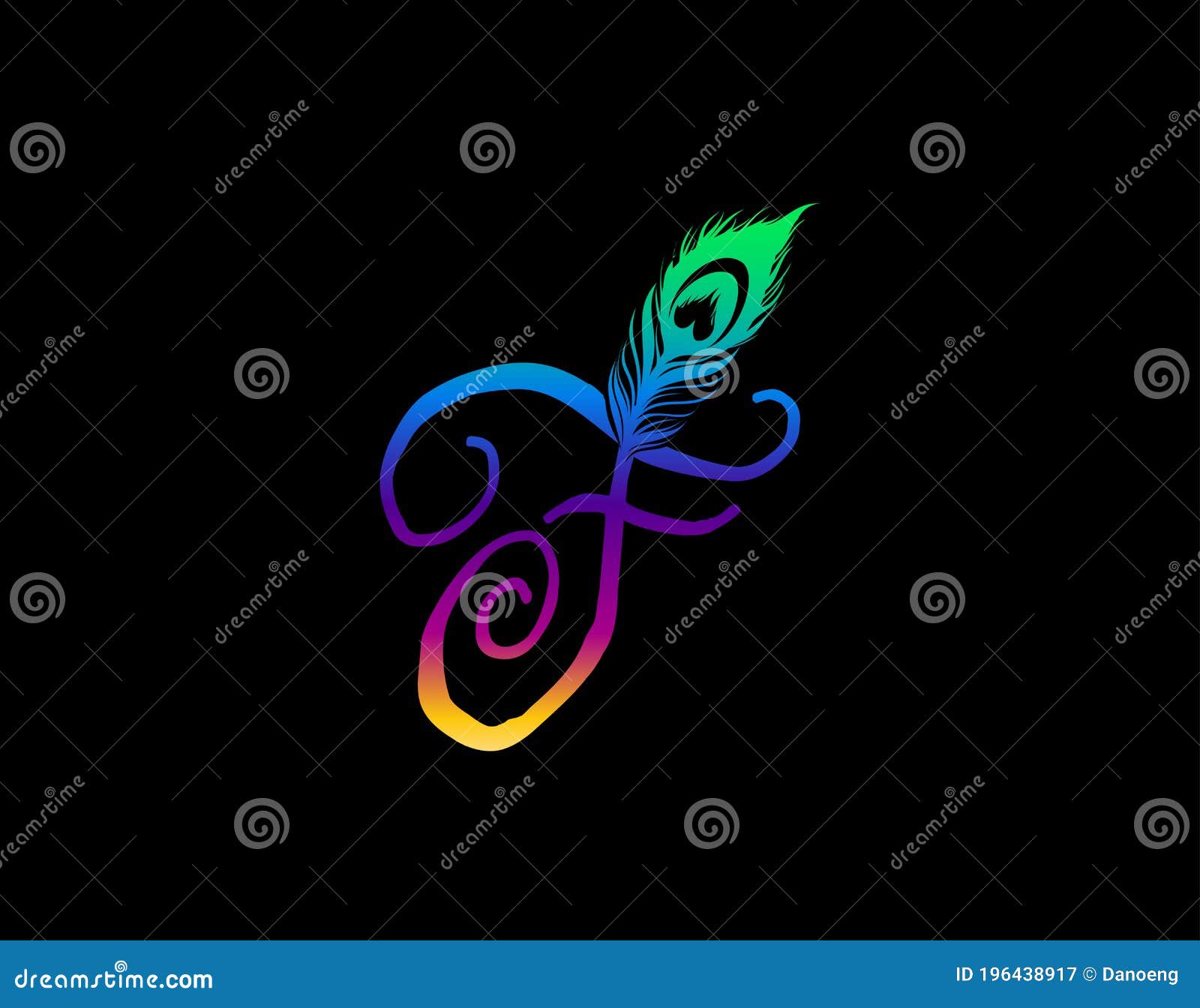 Unique F Letter Decorated with Exotic Peacock Feather Stock Vector ...