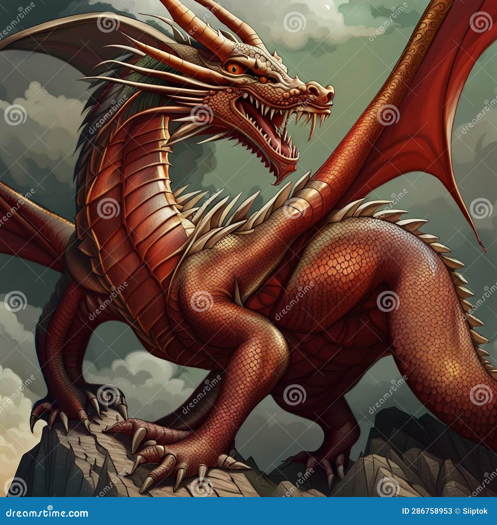 Ferocious Dragon Monster Illustration Background Stock Illustration ...
