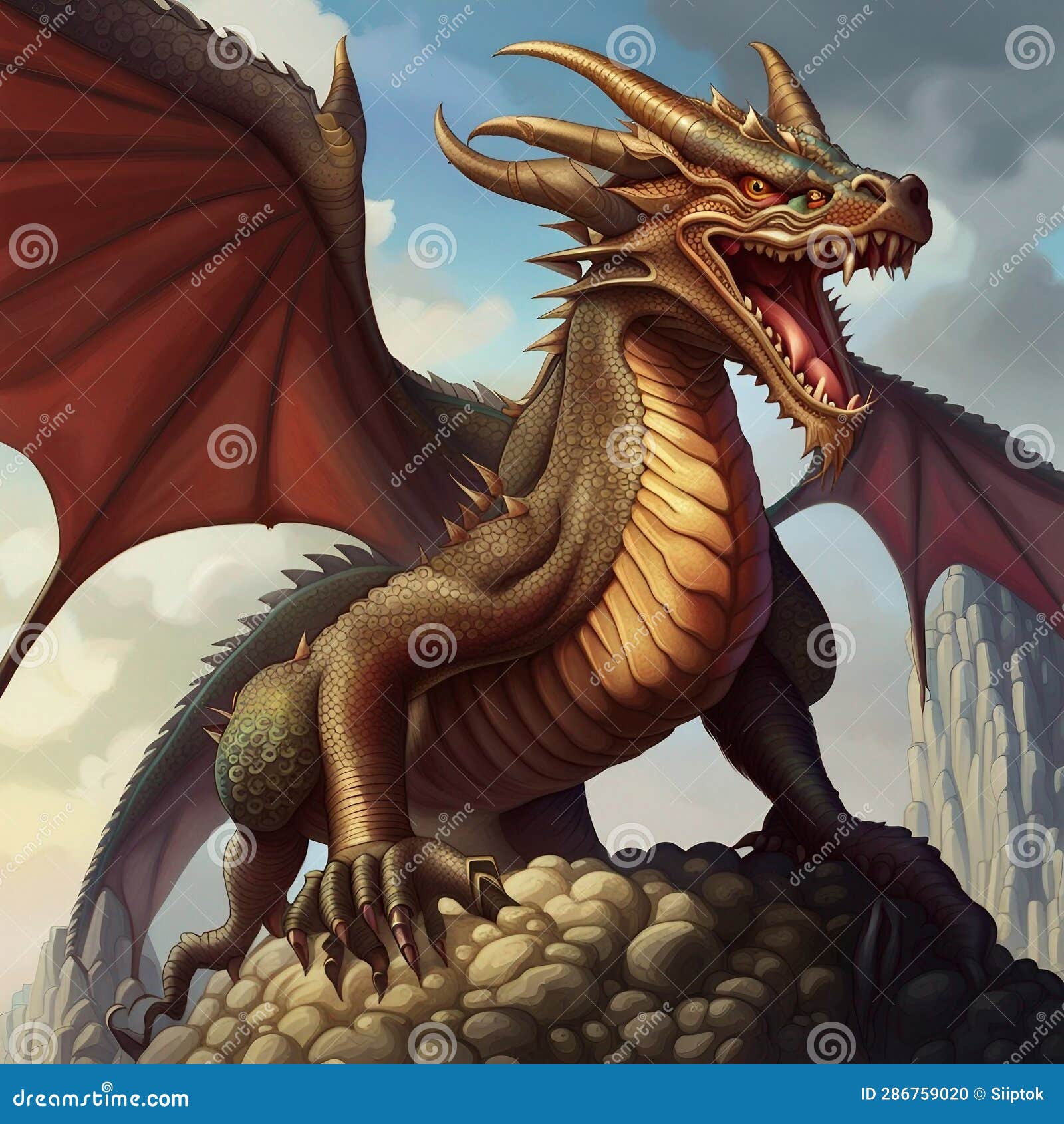 Ferocious Dragon Monster Illustration Background Stock Illustration ...