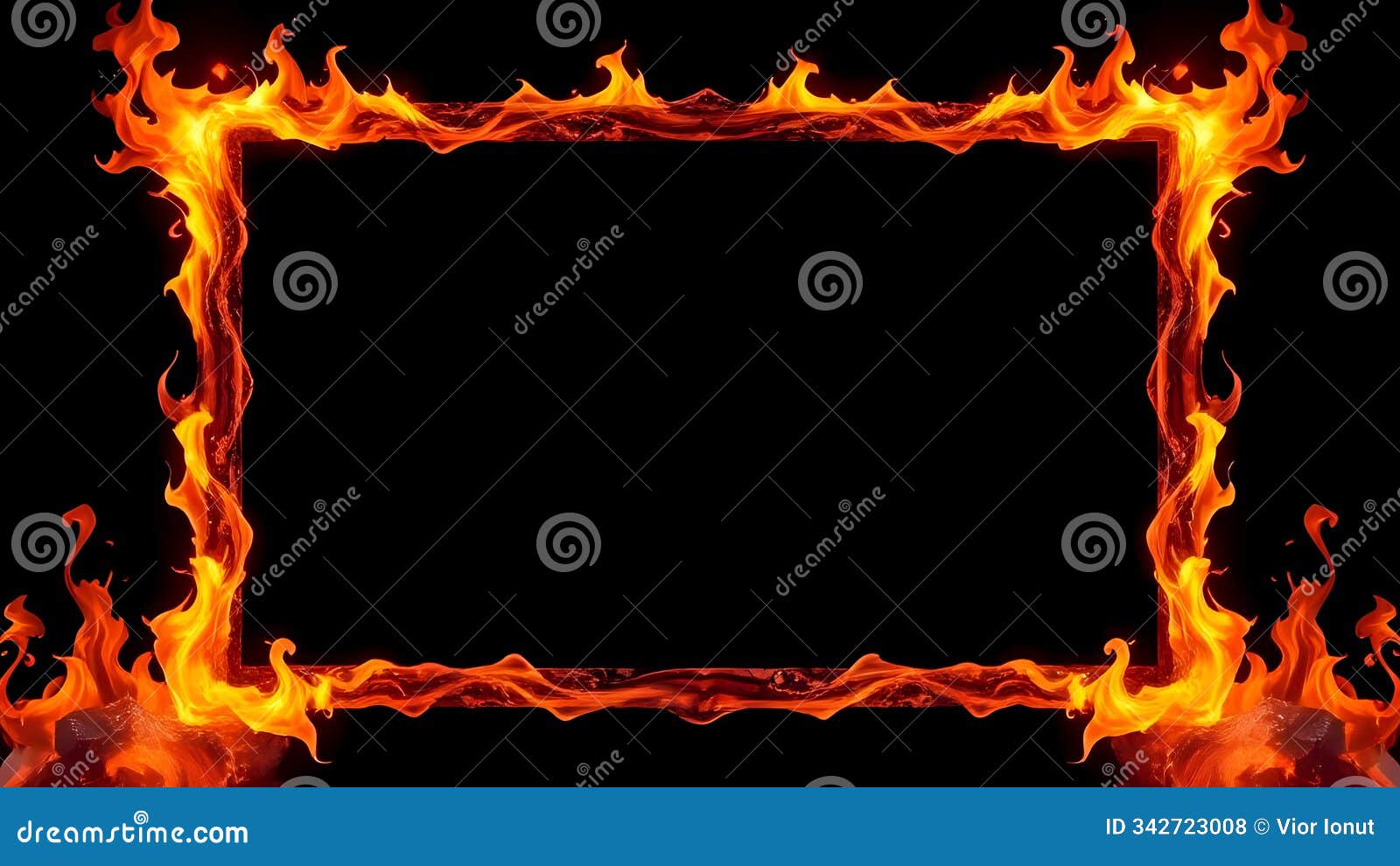 Unique Fire Flames Frame of a Blank Board To Present Ideas Stock ...