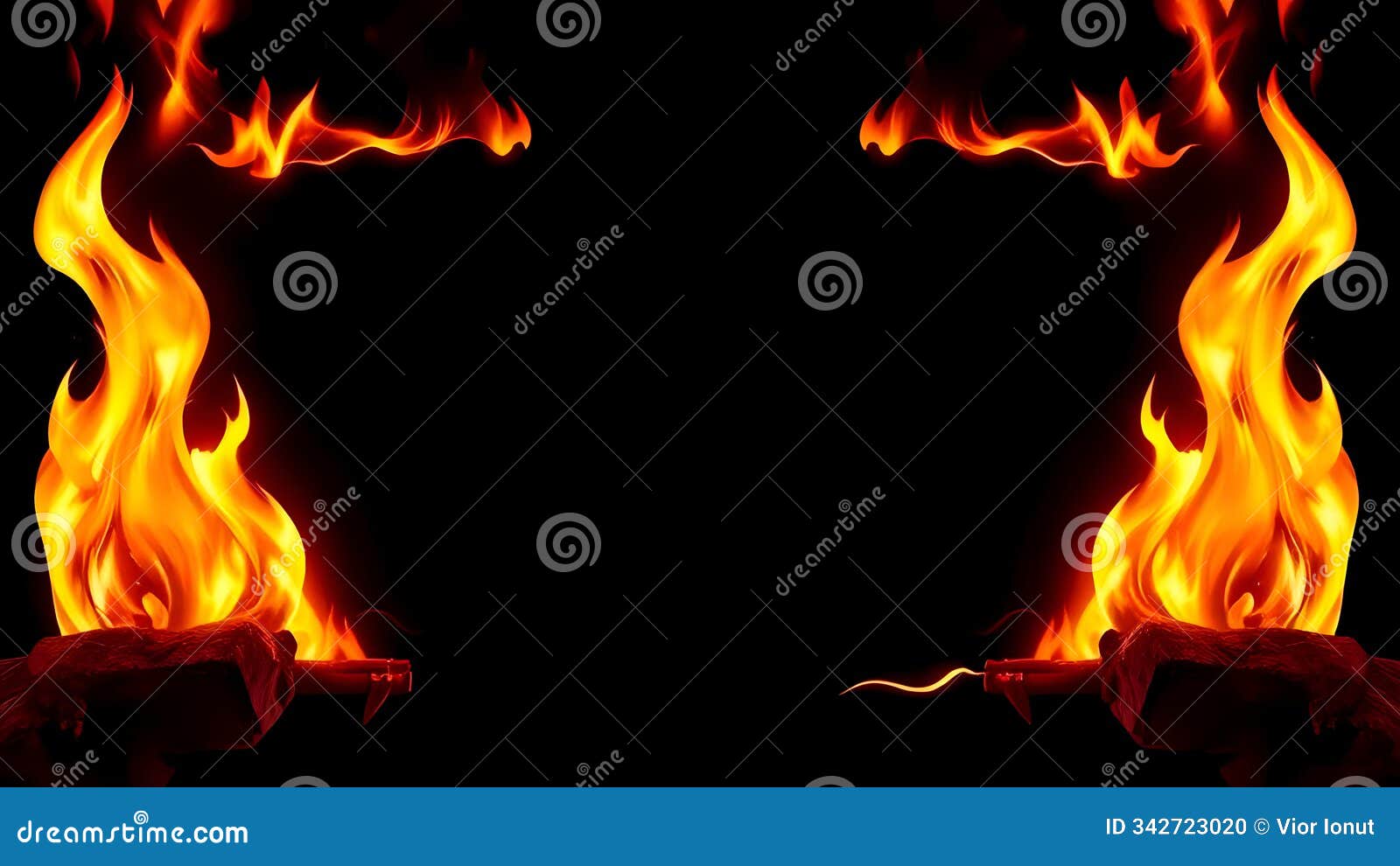 Unique Fire Flames Frame of a Blank Board To Present Ideas Stock ...